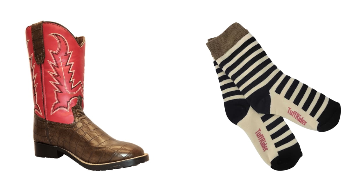 TuffRider Youth Redwood Square Toe Western Boot- Brown w/ Red- 5Y With ...