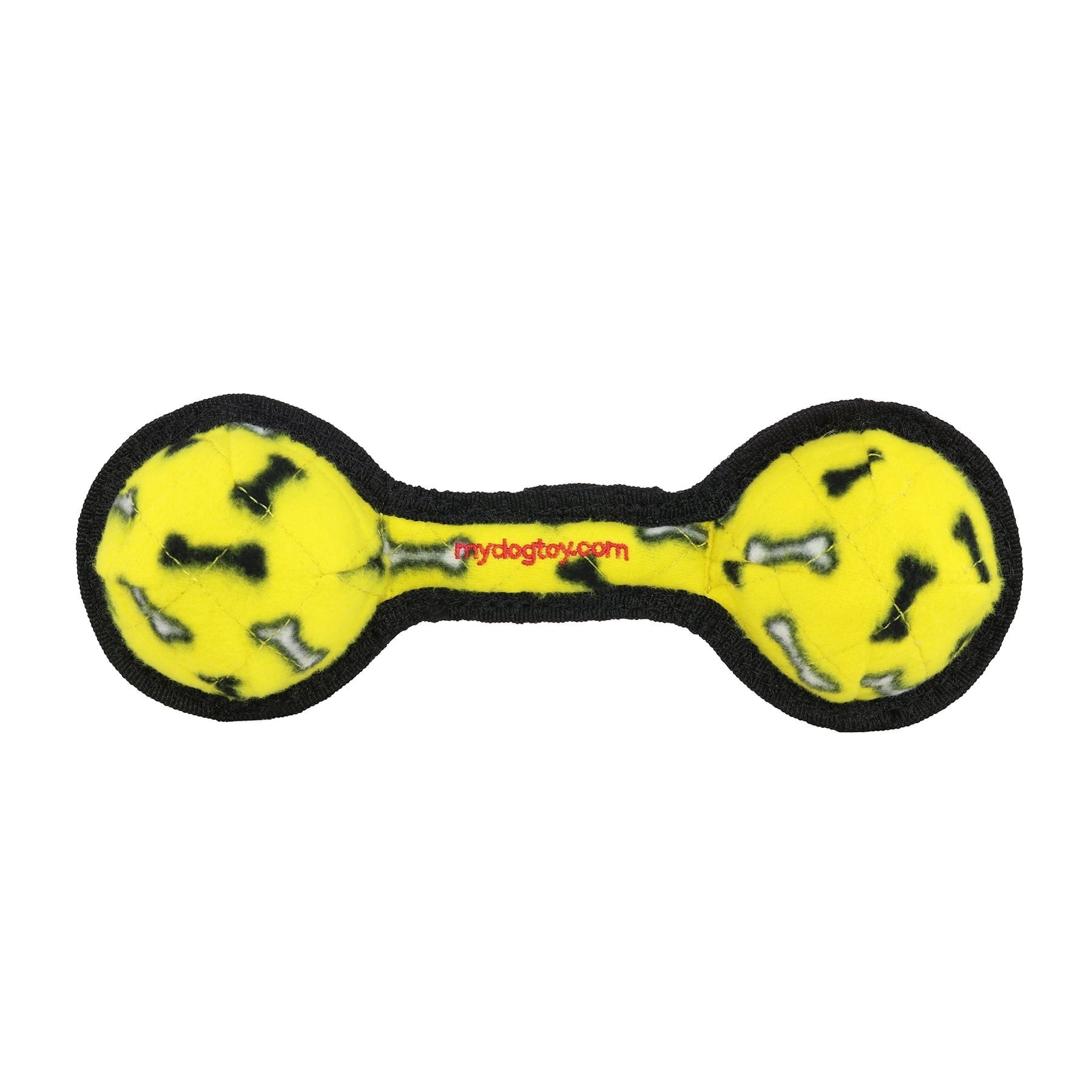 Tuffy Jr 2 Ball Tug Yellow Bone, Durable Squeaky Dog Toy - Walmart.com