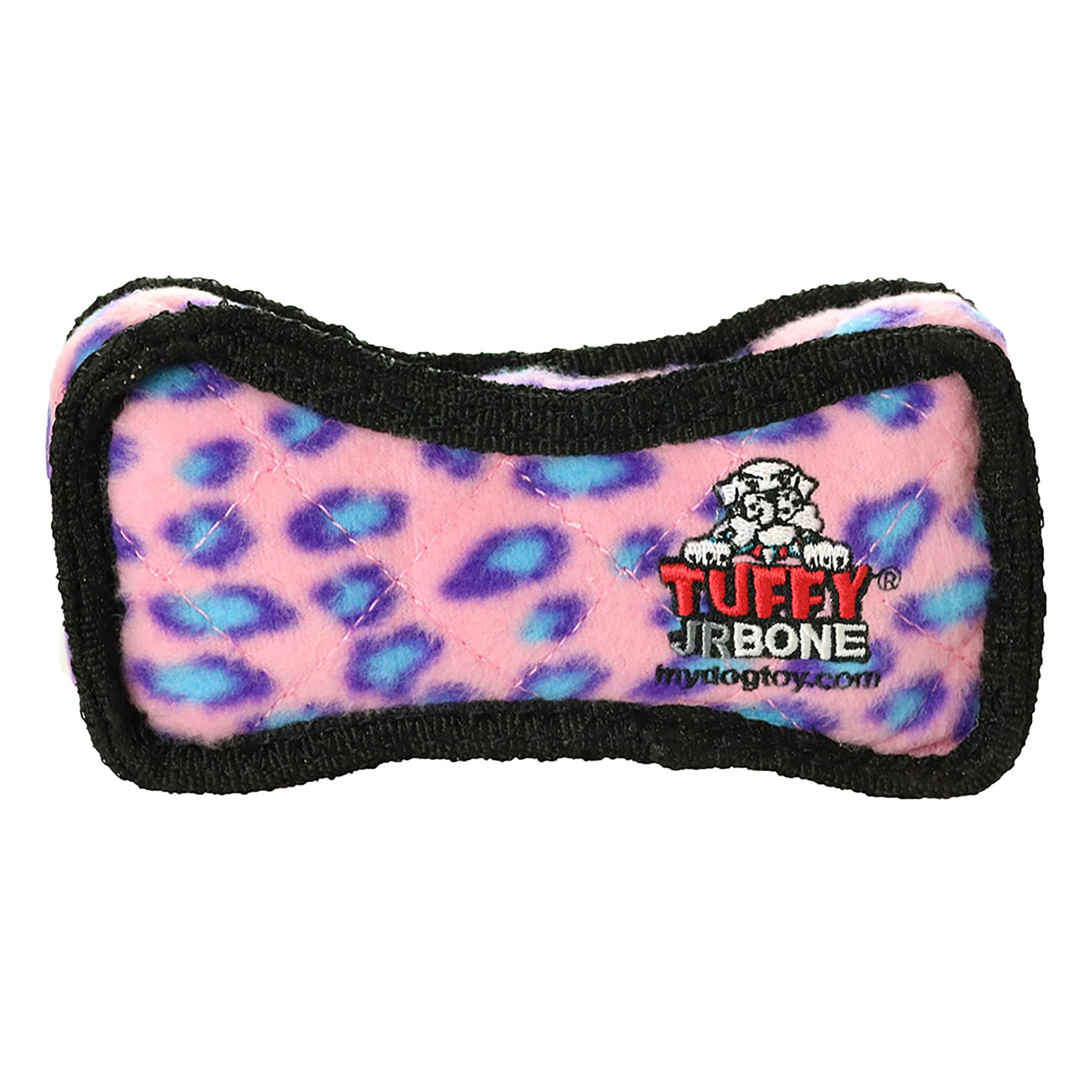 Tuffy Jr Bone2 Pink Leopard Durable Plush Dog Toy - Walmart.com