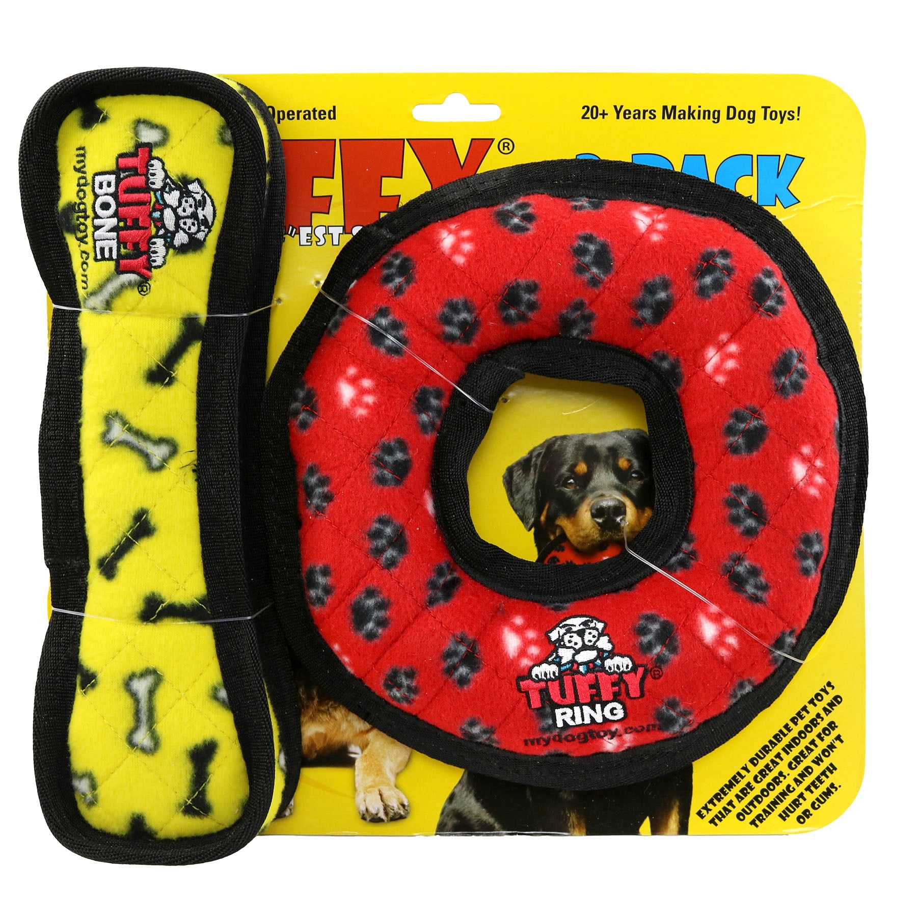 Tuffy Medium Red Ring-Yellow Bone 2 Pack - Walmart.com