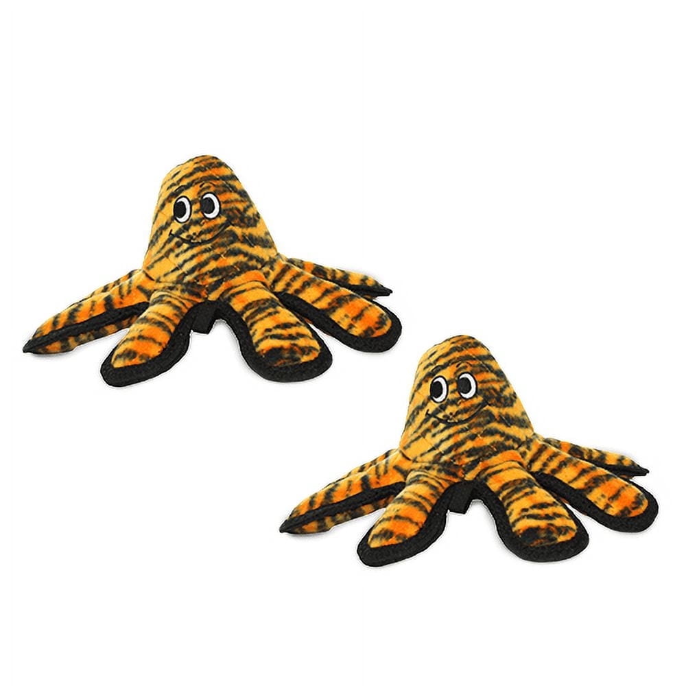 Tuffy Mega Small Octopus Tiger Print Durable Plush Squeaky Dog Toy, 2 ...