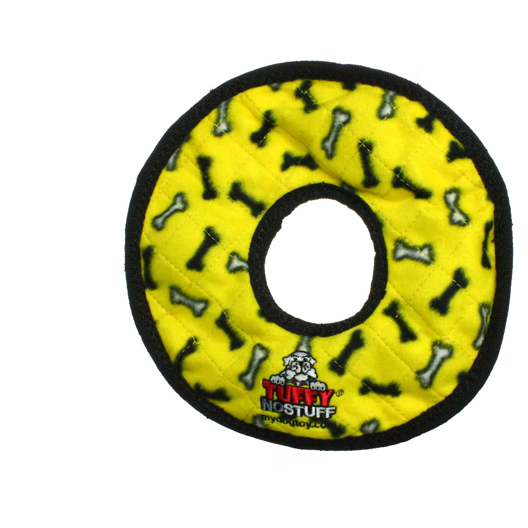 Tuffy No Stuff Ultimate Squeaky Dog Ring Toy, Yellow Bone - Walmart.com