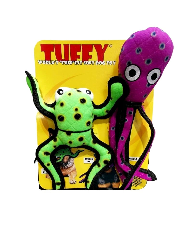Tuffy LIMITED EDITION 2 Pack Phrog Leap & Purple Squid, Durable Dog ...
