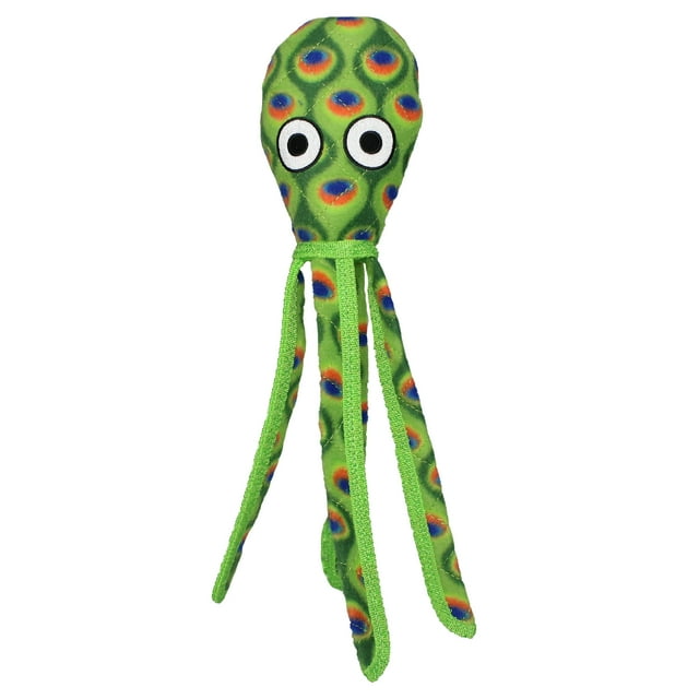 Tuffy Ocean Creature Squid Green Durable Plush Squeaky Dog Toy ...