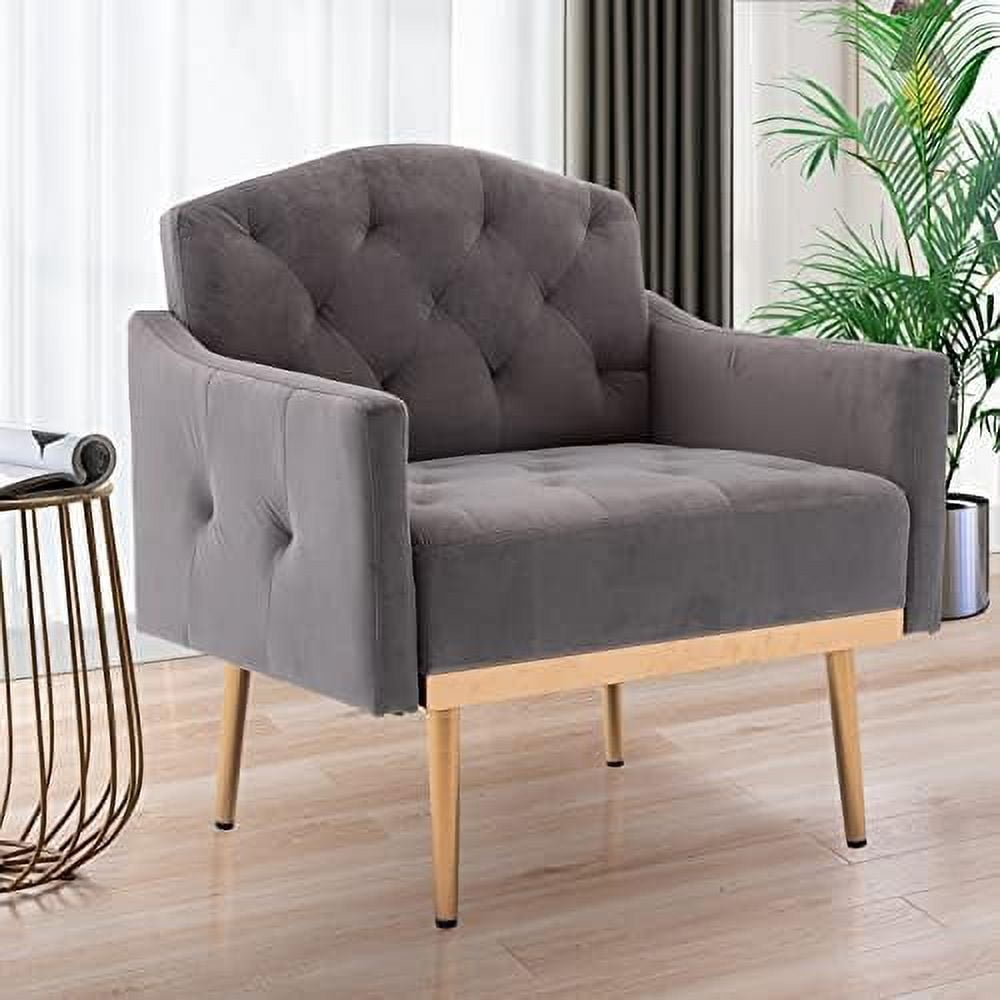 Tufted Accent Chair Leisure Single Sofa with Rose Golden Feet ...
