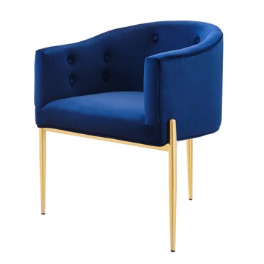 Tufted Armchair Accent Chair, Velvet, Blue Navy, Modern Contemporary ...