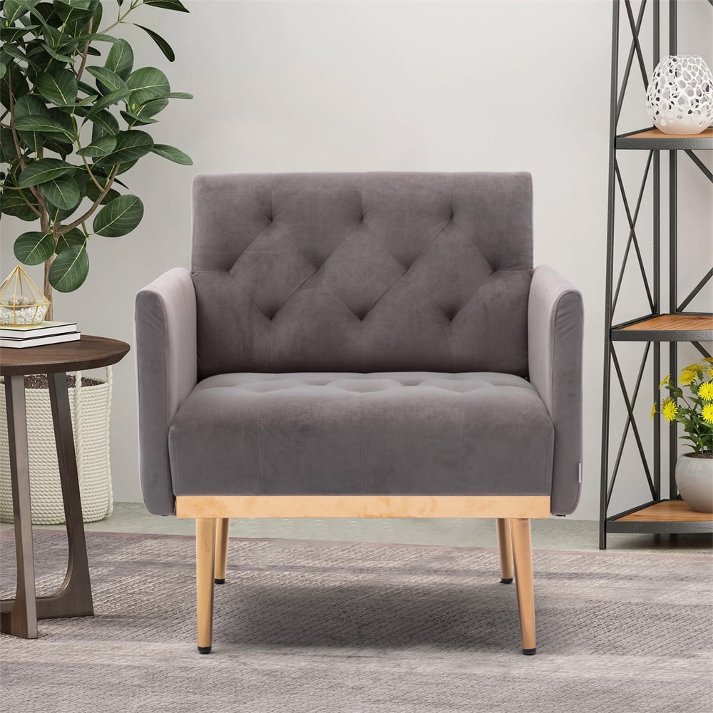 Tufted Accent Chair with Wide Back and Thick Padded Seat, Velvet ...