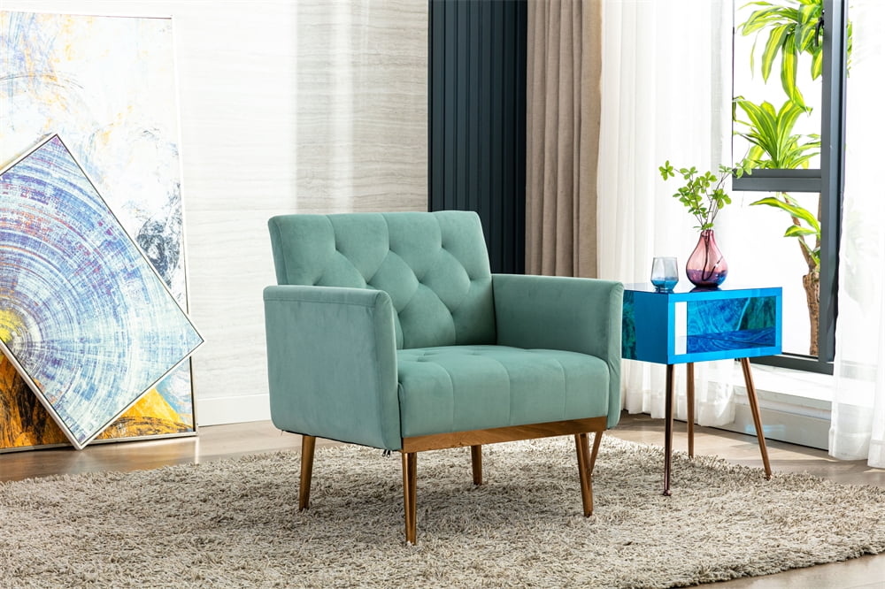 Tufted Accent Chair with Wide Back and Thick Padded Seat, Velvet ...