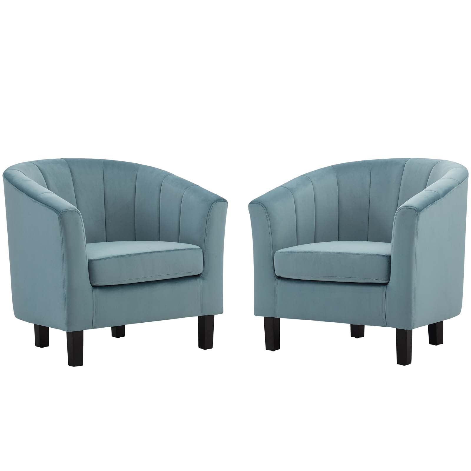 Tufted Armchair Accent Chair, Set of 2, Velvet, Light Blue, Modern ...