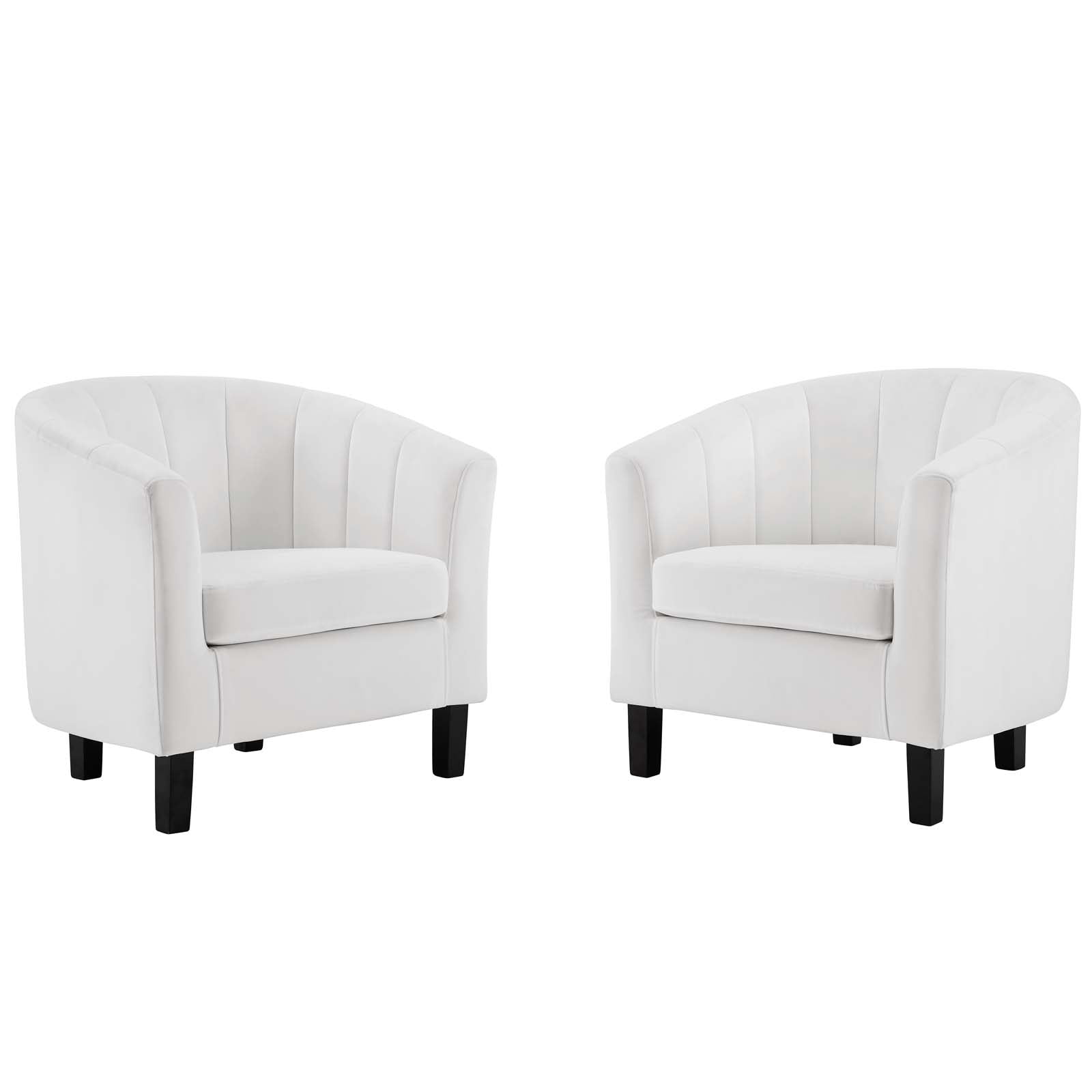 Tufted Armchair Accent Chair, Set of 2, Velvet, White, Modern ...