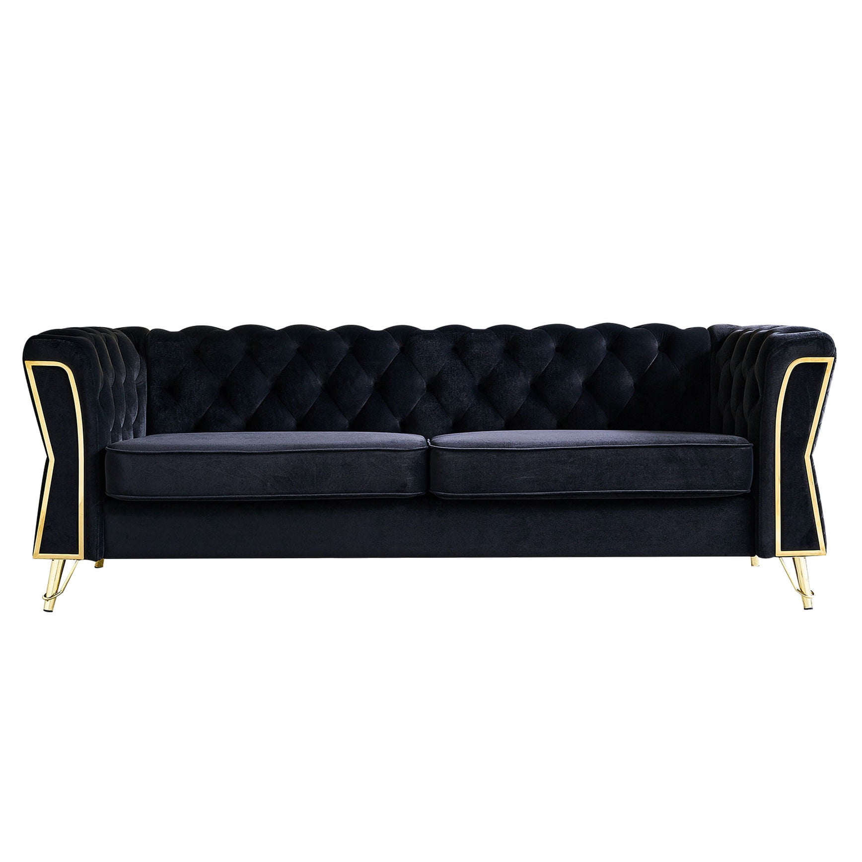Tufted Back Couch with Golden Metal Frame Addition / Elevated Look for ...