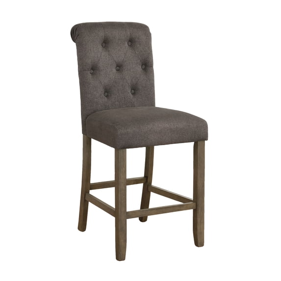Tufted Back Counter Height Stools Grey and Rustic Brown (Set of 2 ...