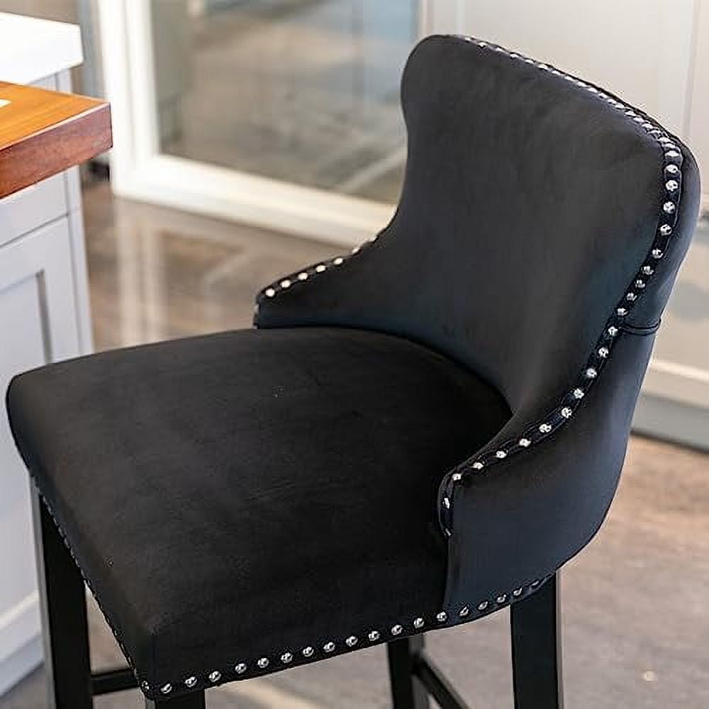 Tufted Bar Stools Set of 2, Upholstered Button Tufted Counter Bar ...