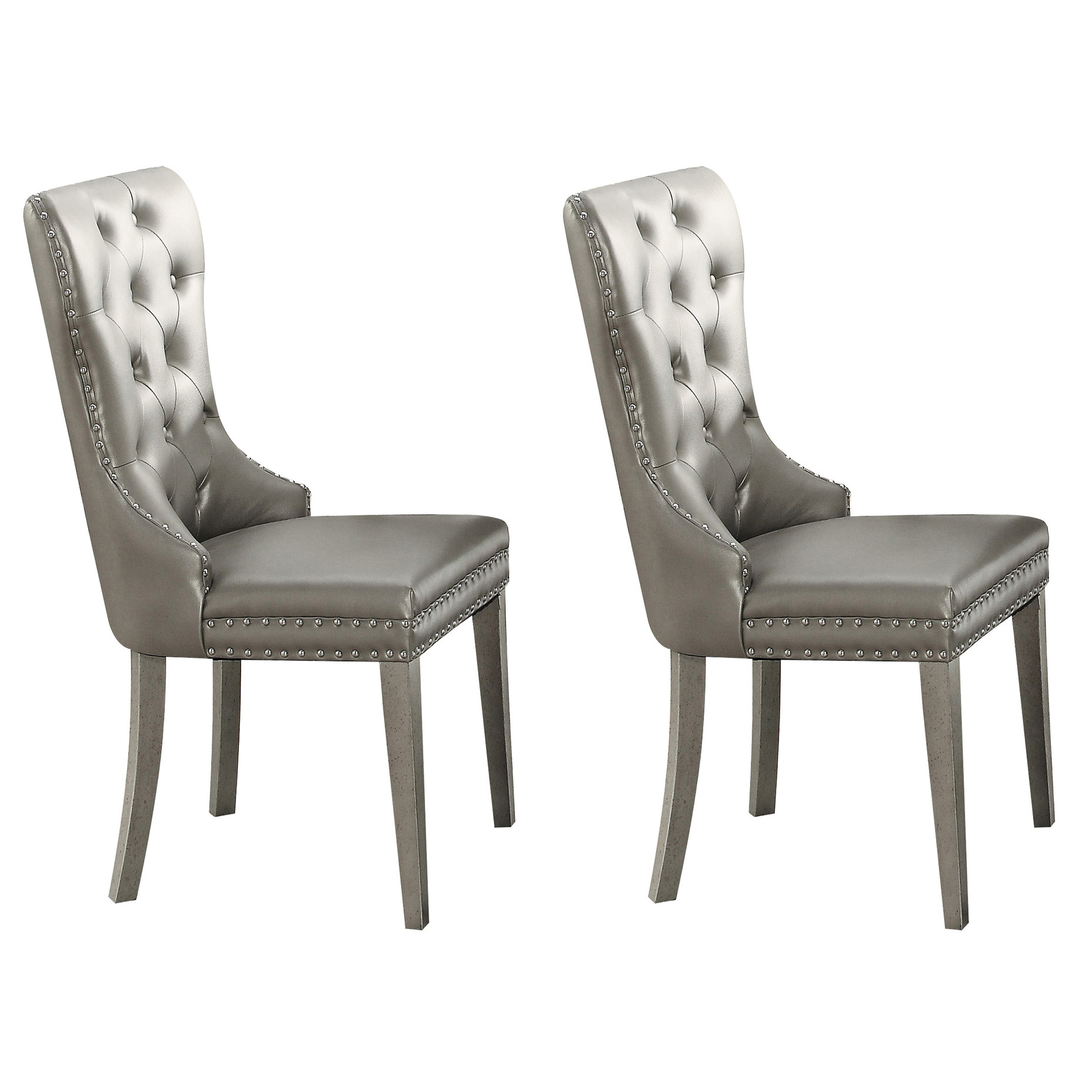 Tufted Champagne Side Chairs in a Set of 2 / Wing Back Style, Hickory ...