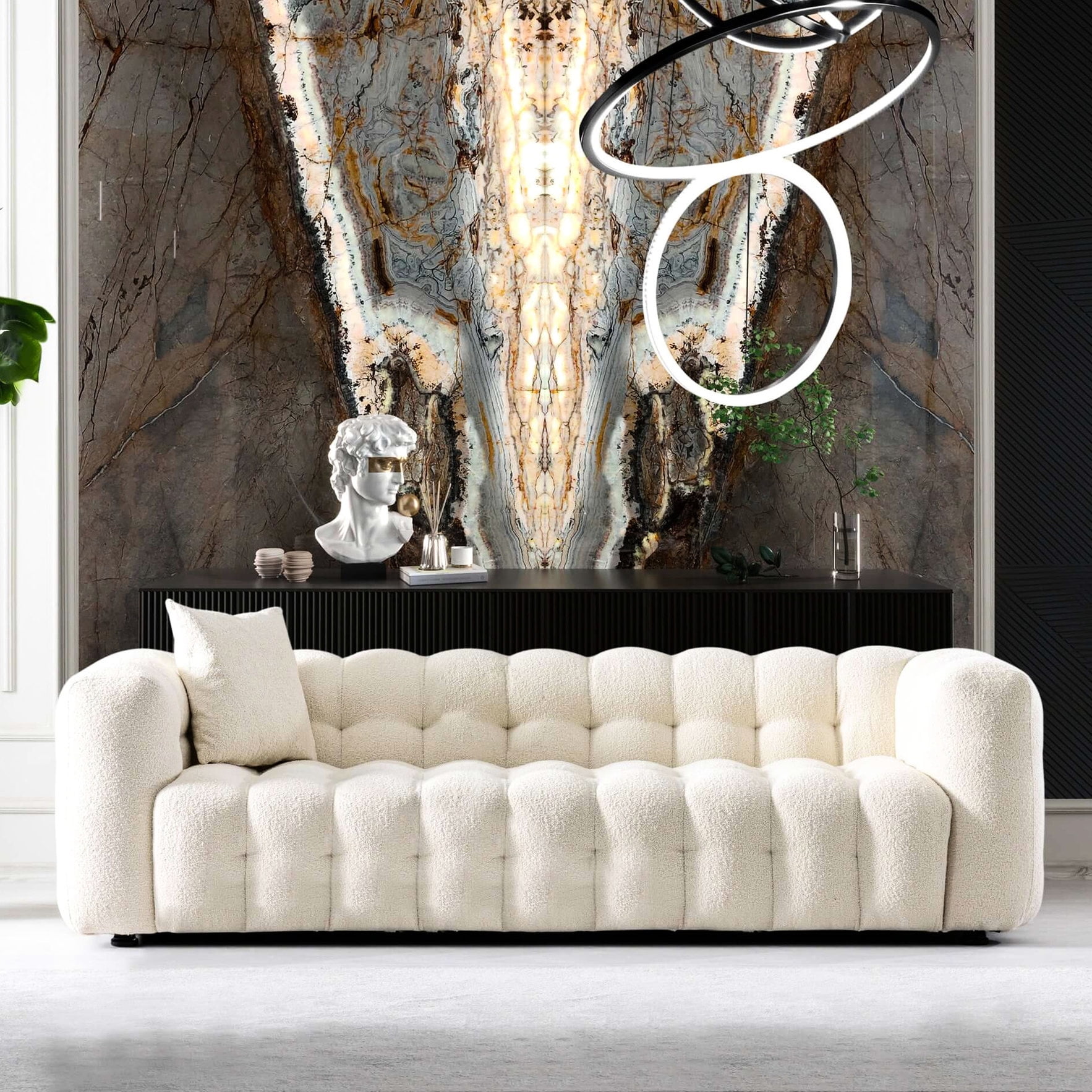 Tufted Chesterfield Design Cream Boucle Sofa - Fresh Look for Your ...