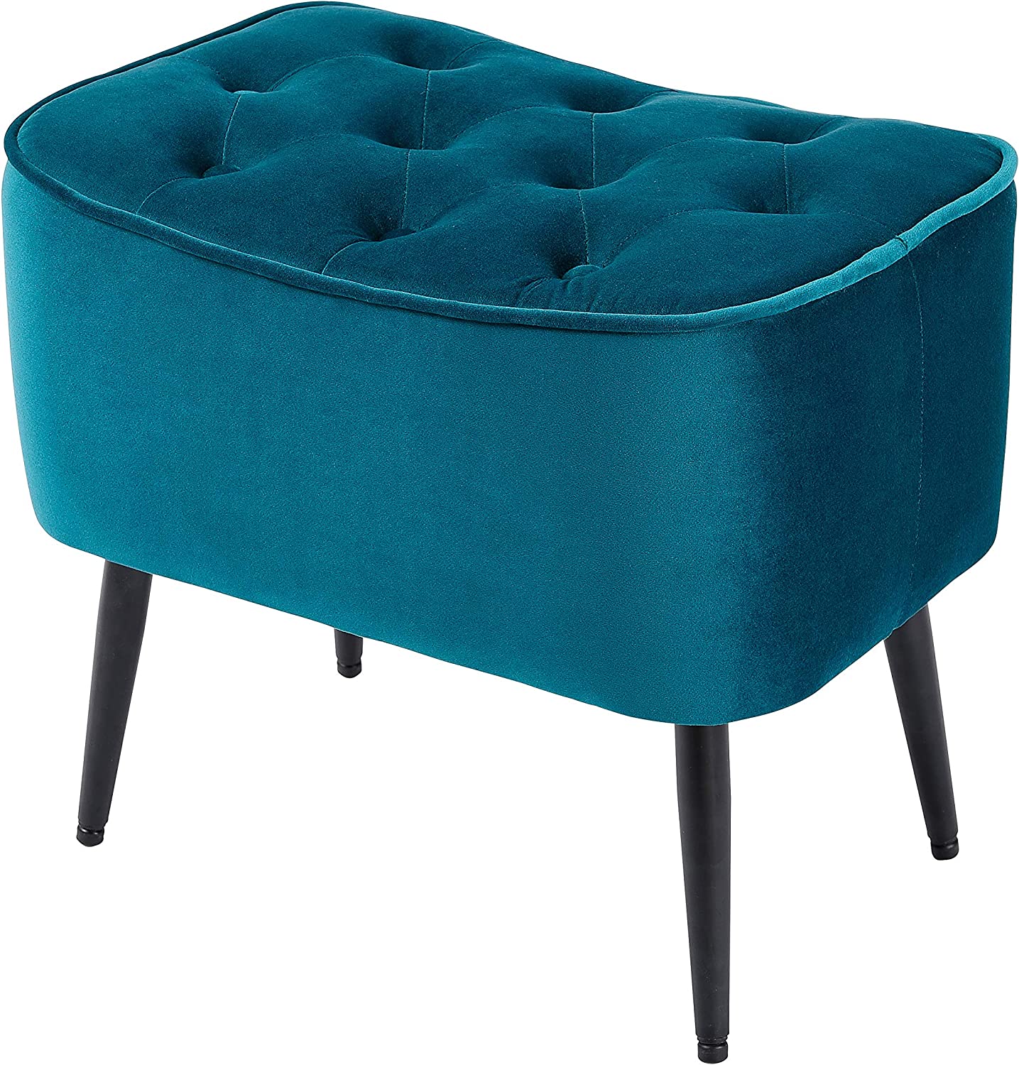 Tufted Curve Ottoman Velvet Foot Stool - Upholstered Padded Footrest ...