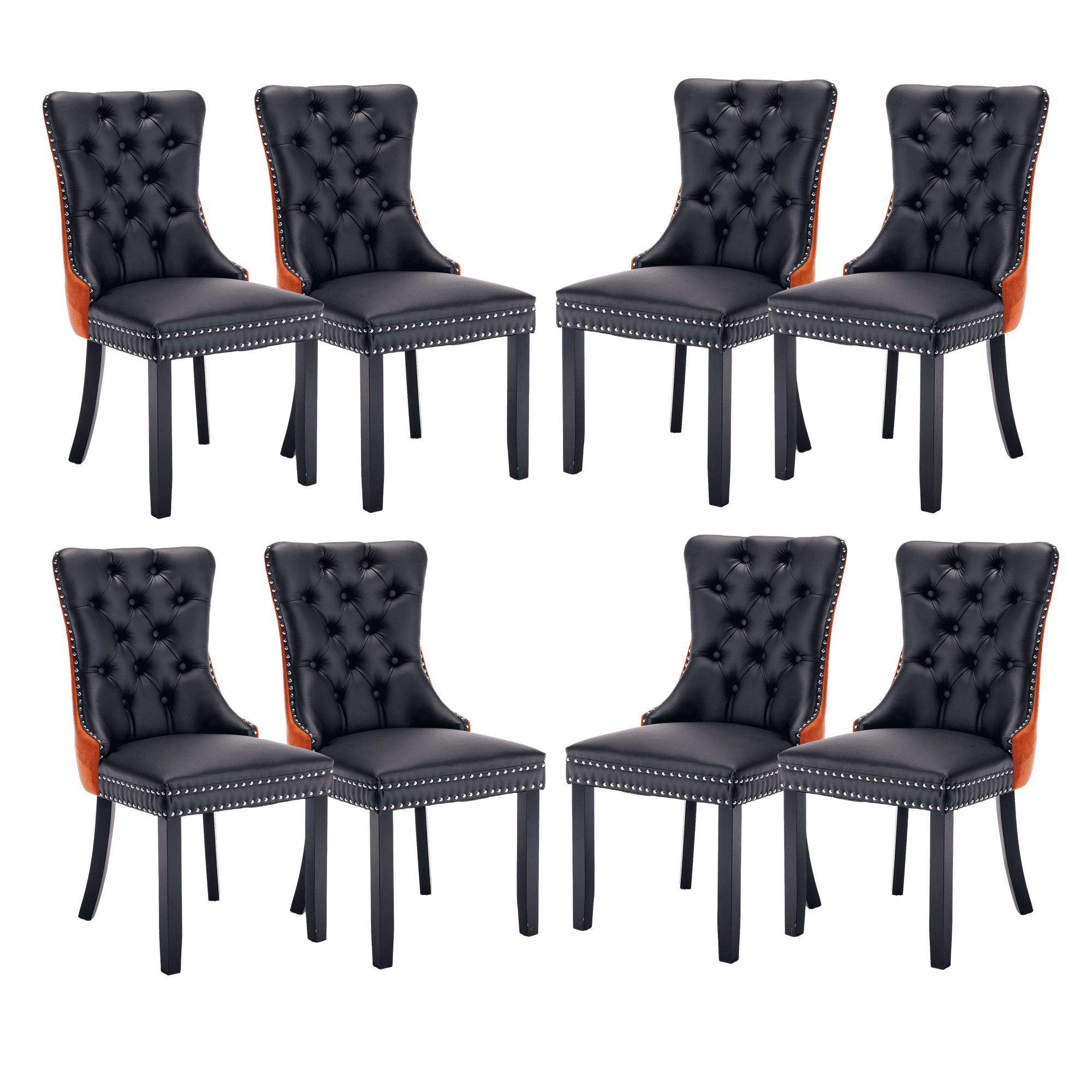 Tufted Dining Chair, Contemporary PU and Velvet Chairs for Dining Room ...