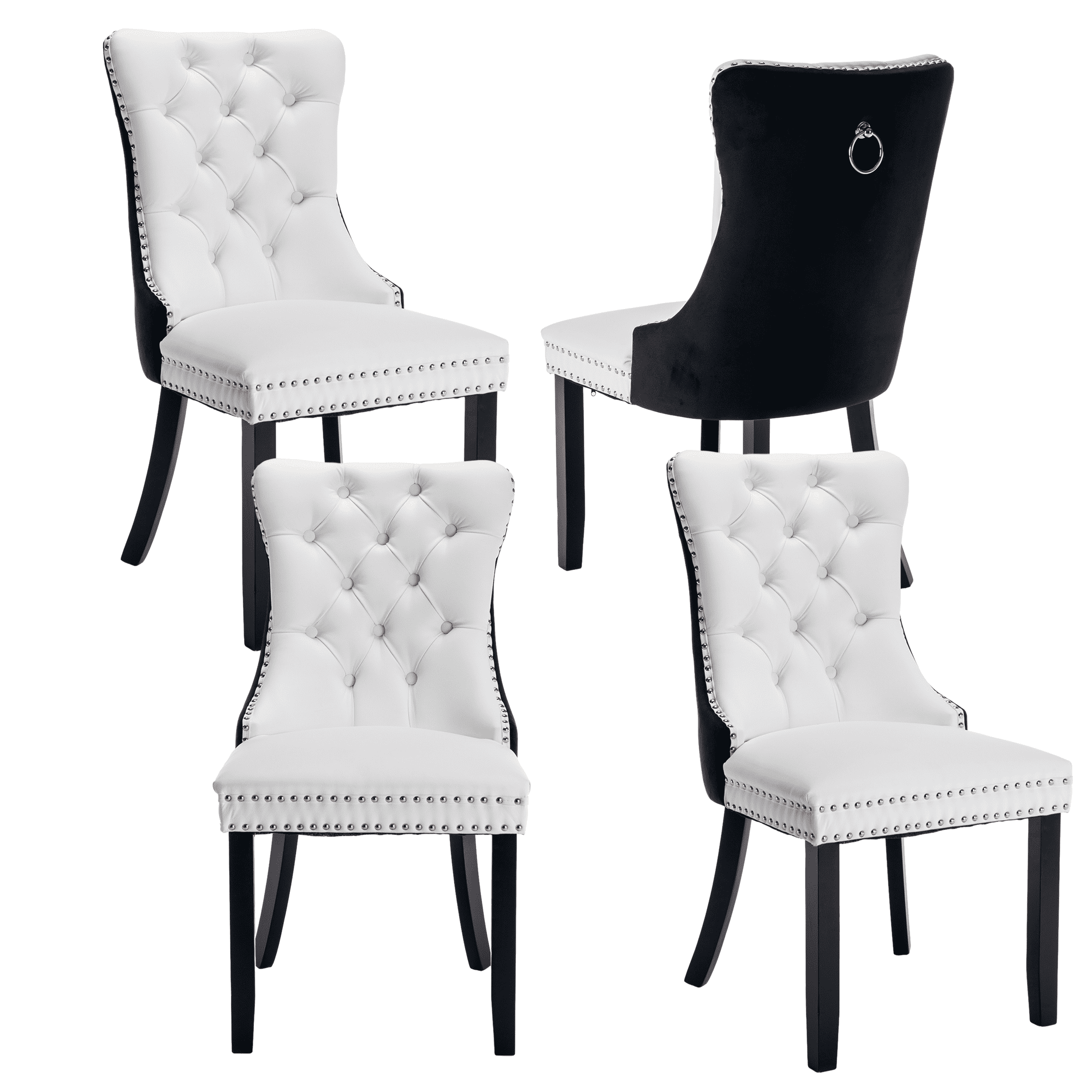 Tufted Dining Chair, Contemporary PU and Velvet Chairs for Dining Room ...