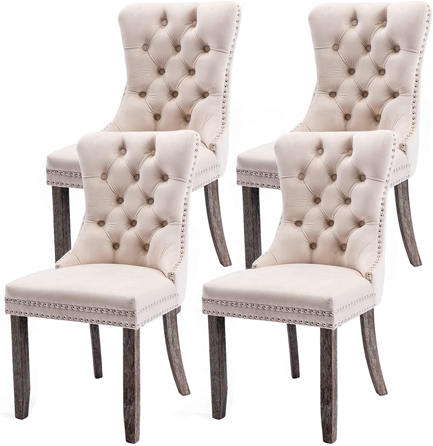 Tufted Dining Chairs Set of 2 Velvet Upholstered Dining Chairs with ...
