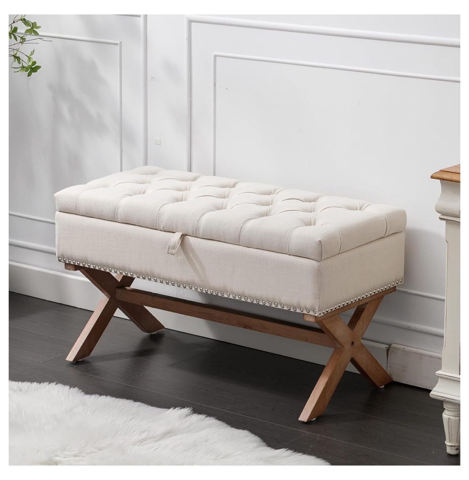 Tufted Entryway Storage Bench, 36" French Vintage Bedroom Dining Room ...