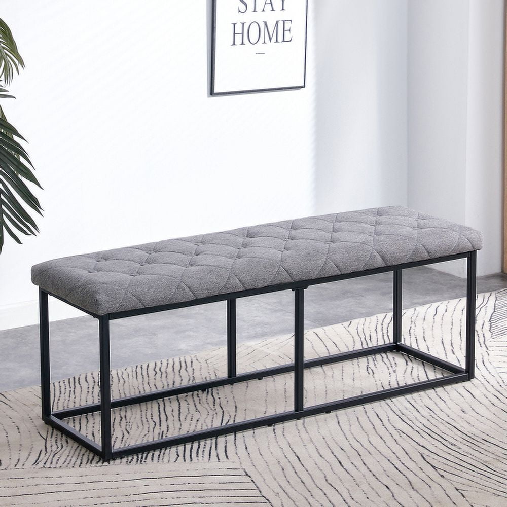 Tufted Extra-Long Entryway Bench, 51" Bedroom Benches Upholstered ...