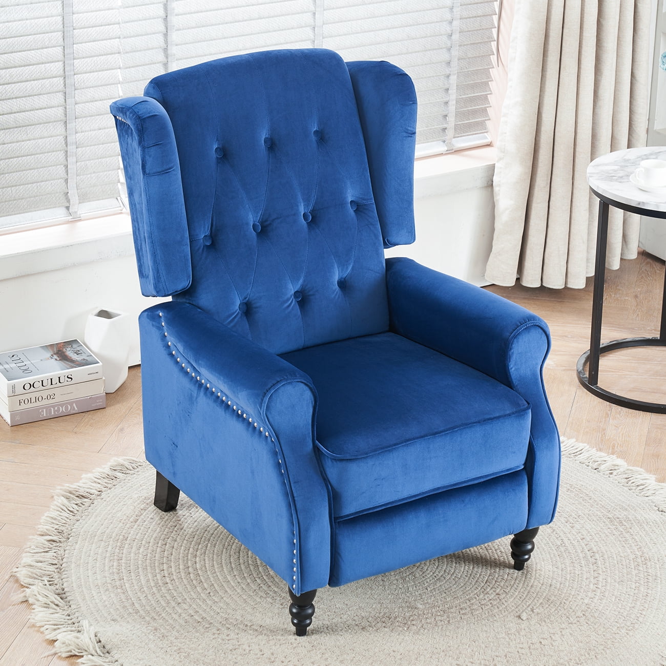 Tufted Fabric Push Back Arm Chair Recliner Modern Single Reclining for ...
