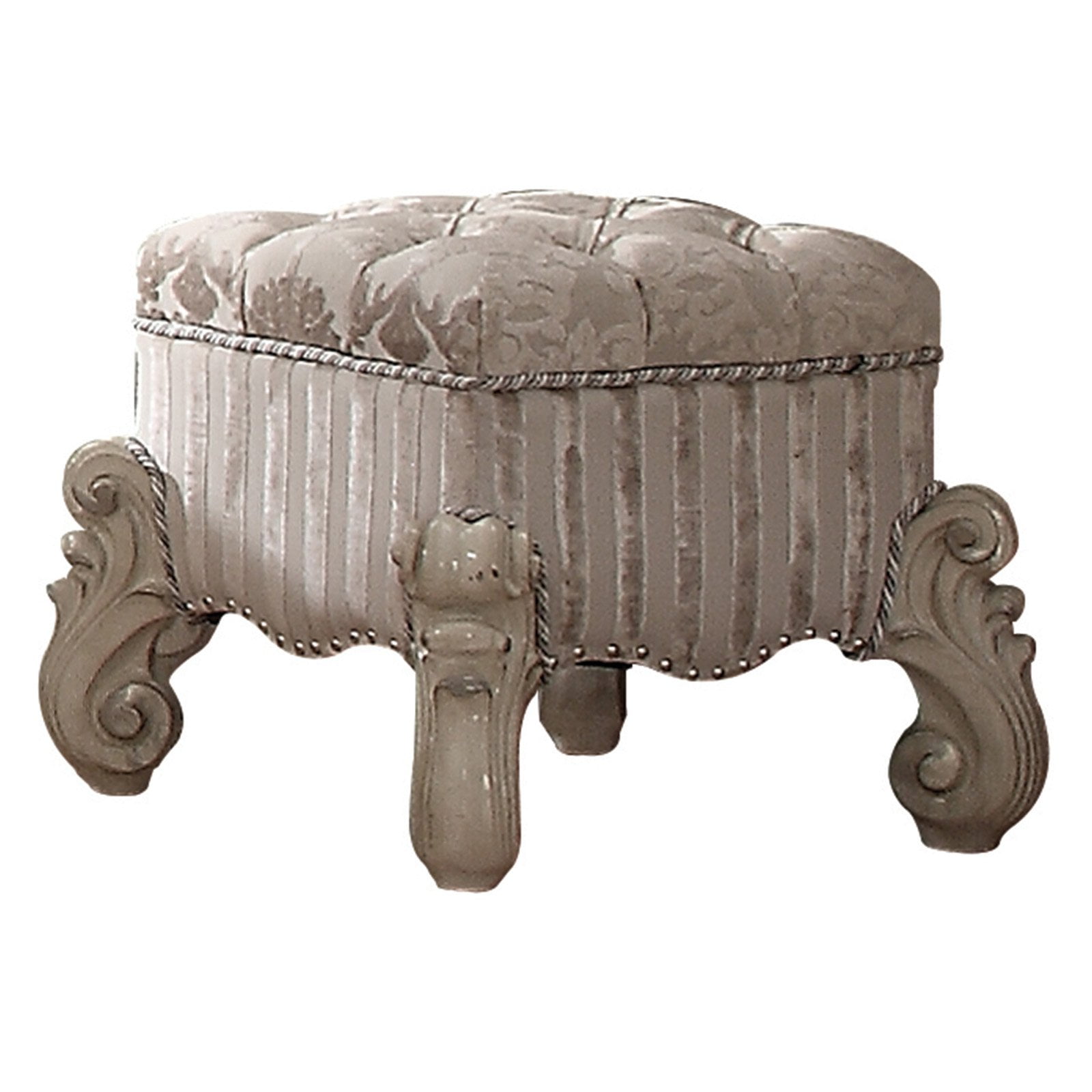 ACME Versailles Vanity Stool in Bone and White - Walmart.com