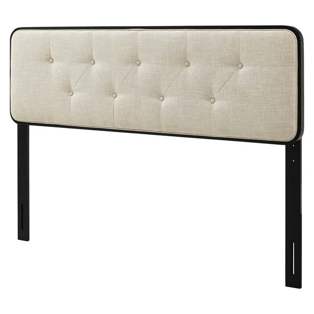 Tufted Headboard, King Size, Wood, Fabric, Black Beige, Modern ...