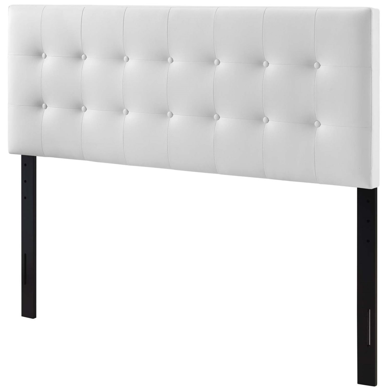 Tufted Headboard, Queen Size, White, Faux Vinyl Leather, Bedroom ...