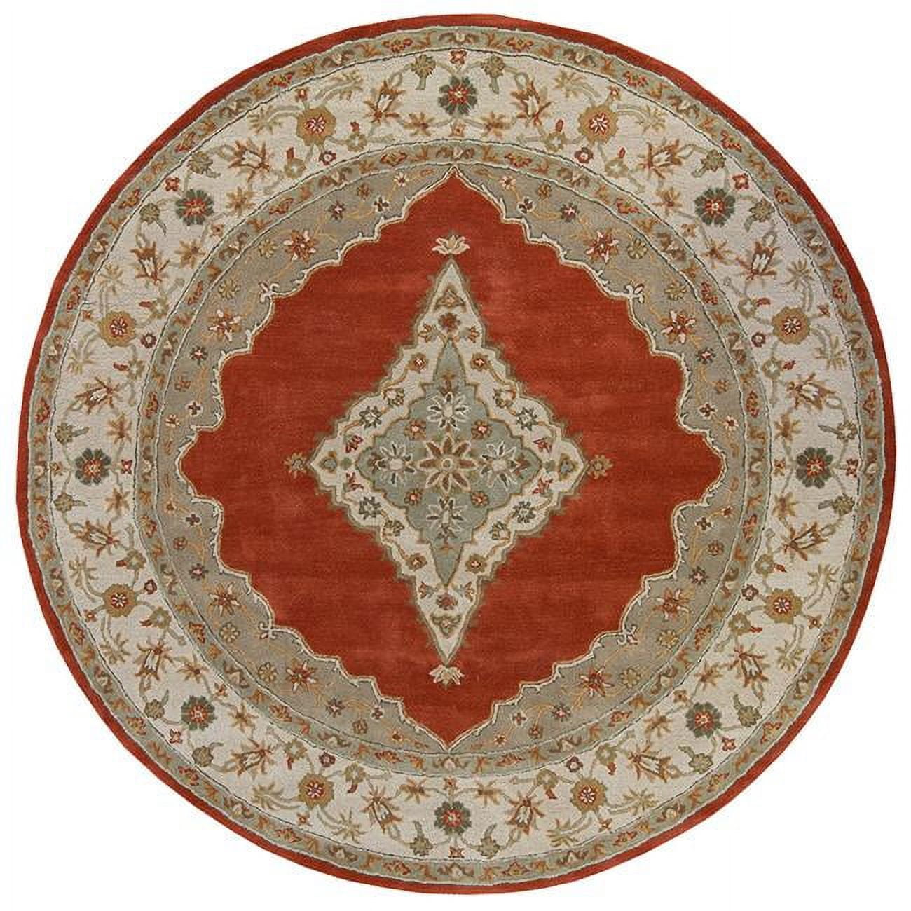 Tufted Mohtesham Open Field Rust & Ivory Round Area Rug - 6 x 6 ft ...