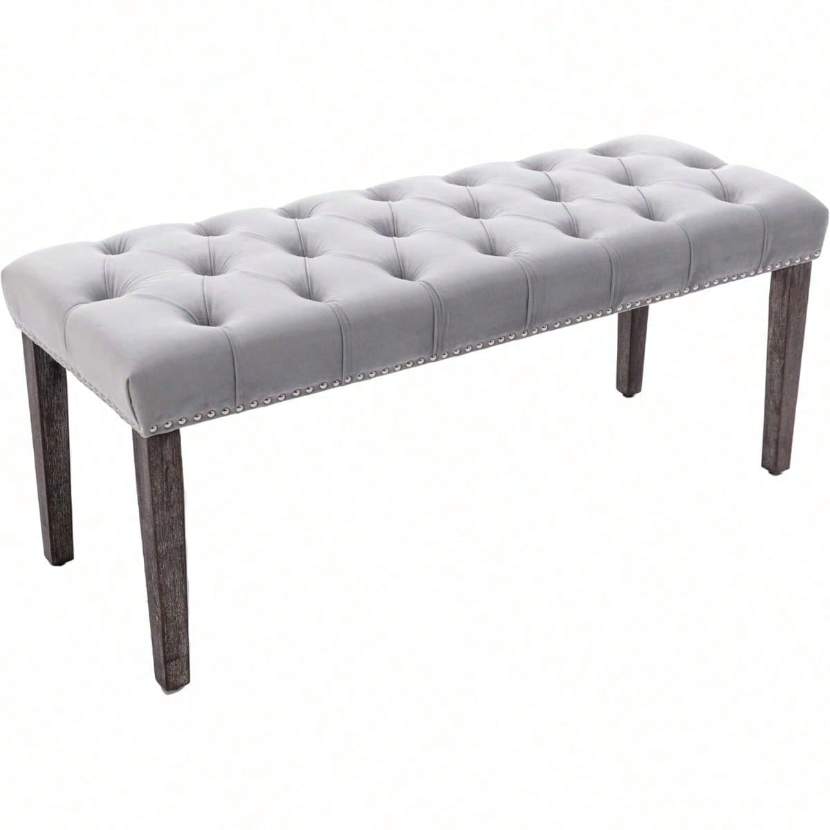 -Tufted Ottoman Bench, Upholstered Bedroom Benches Velvet Footrest ...
