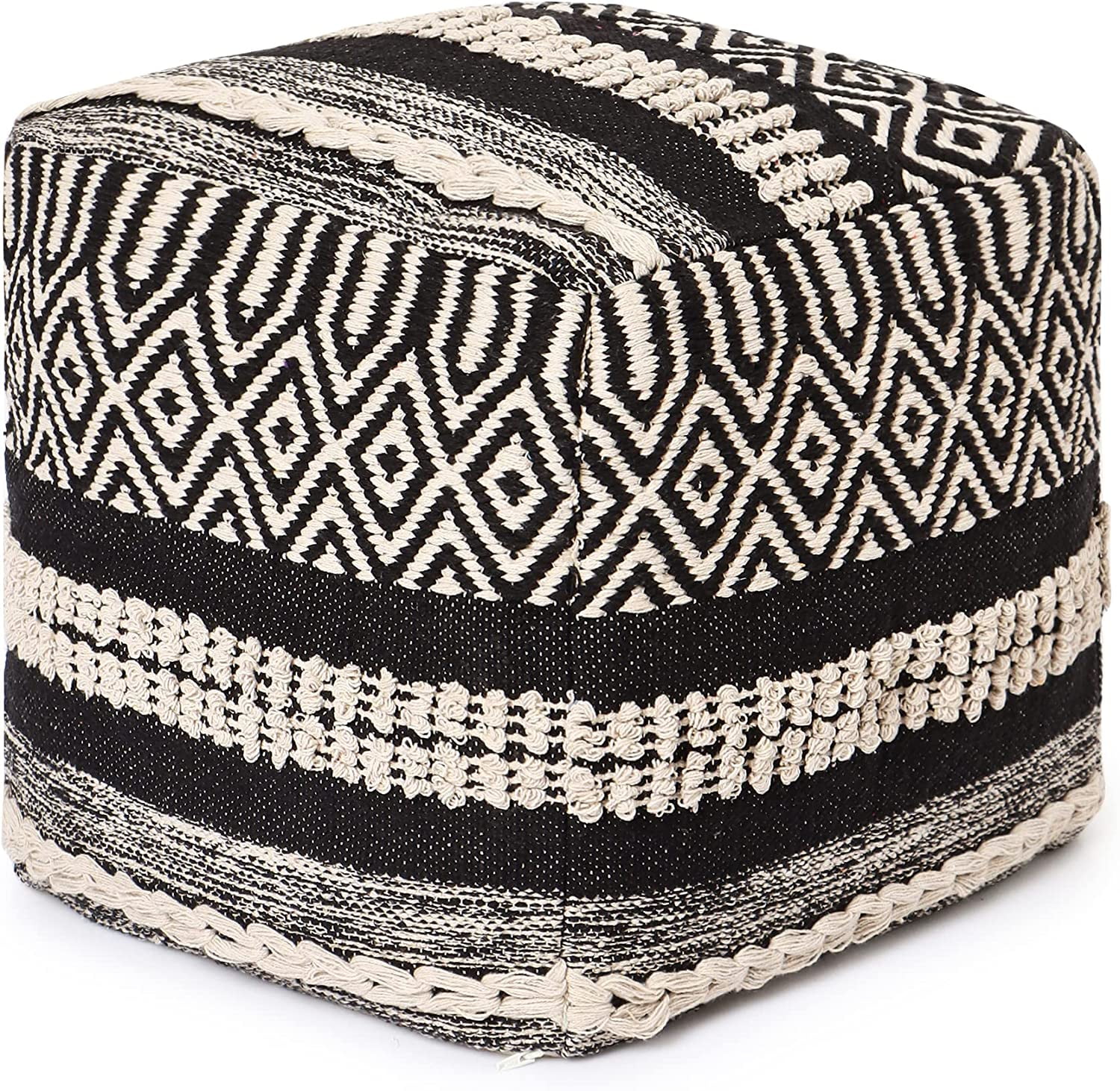 · Tufted Pouf Ottoman with Filler Textured Storage Cube Bean Bag Pouffe ...