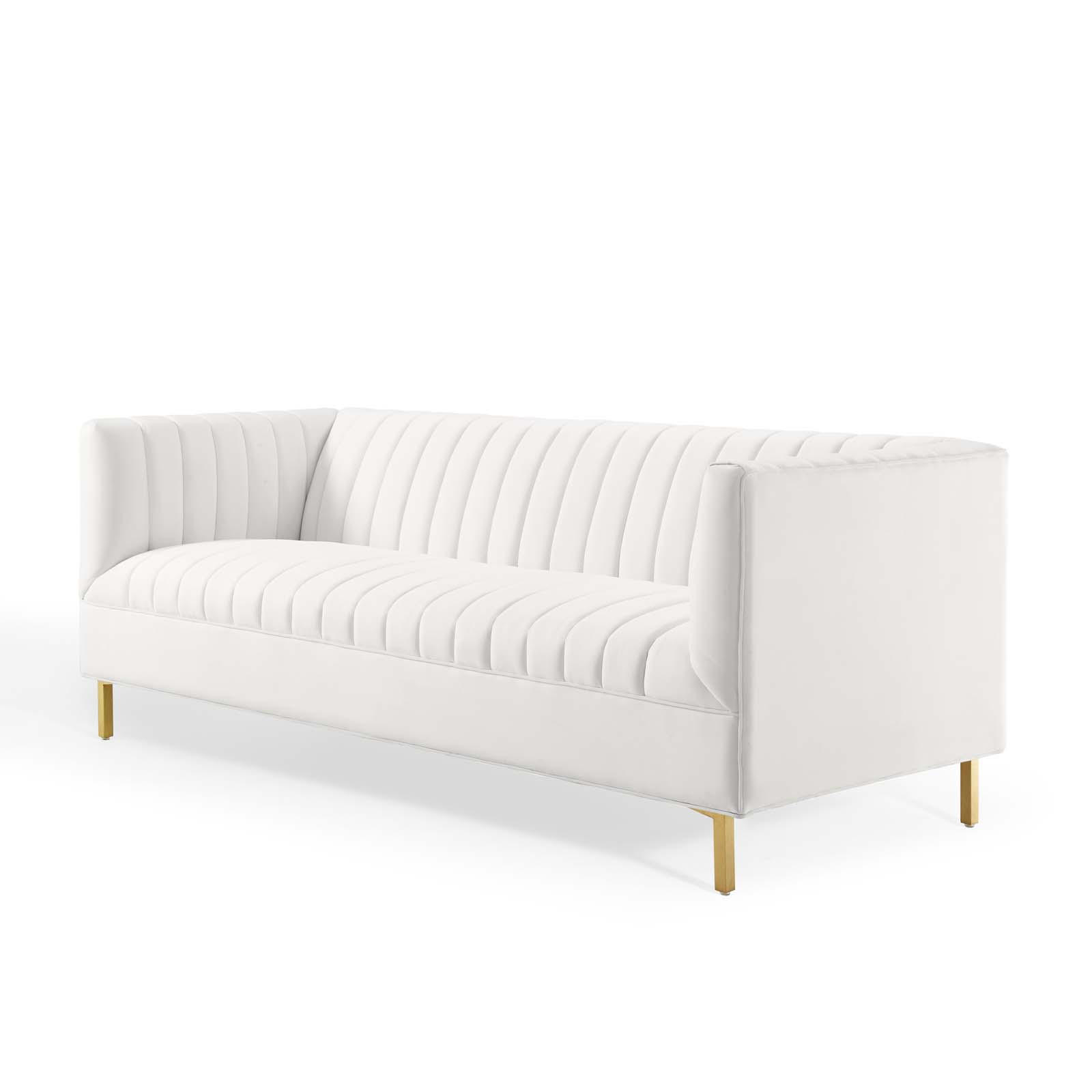 Tufted Sofa, Velvet, White, Modern Contemporary Urban Design, Living ...