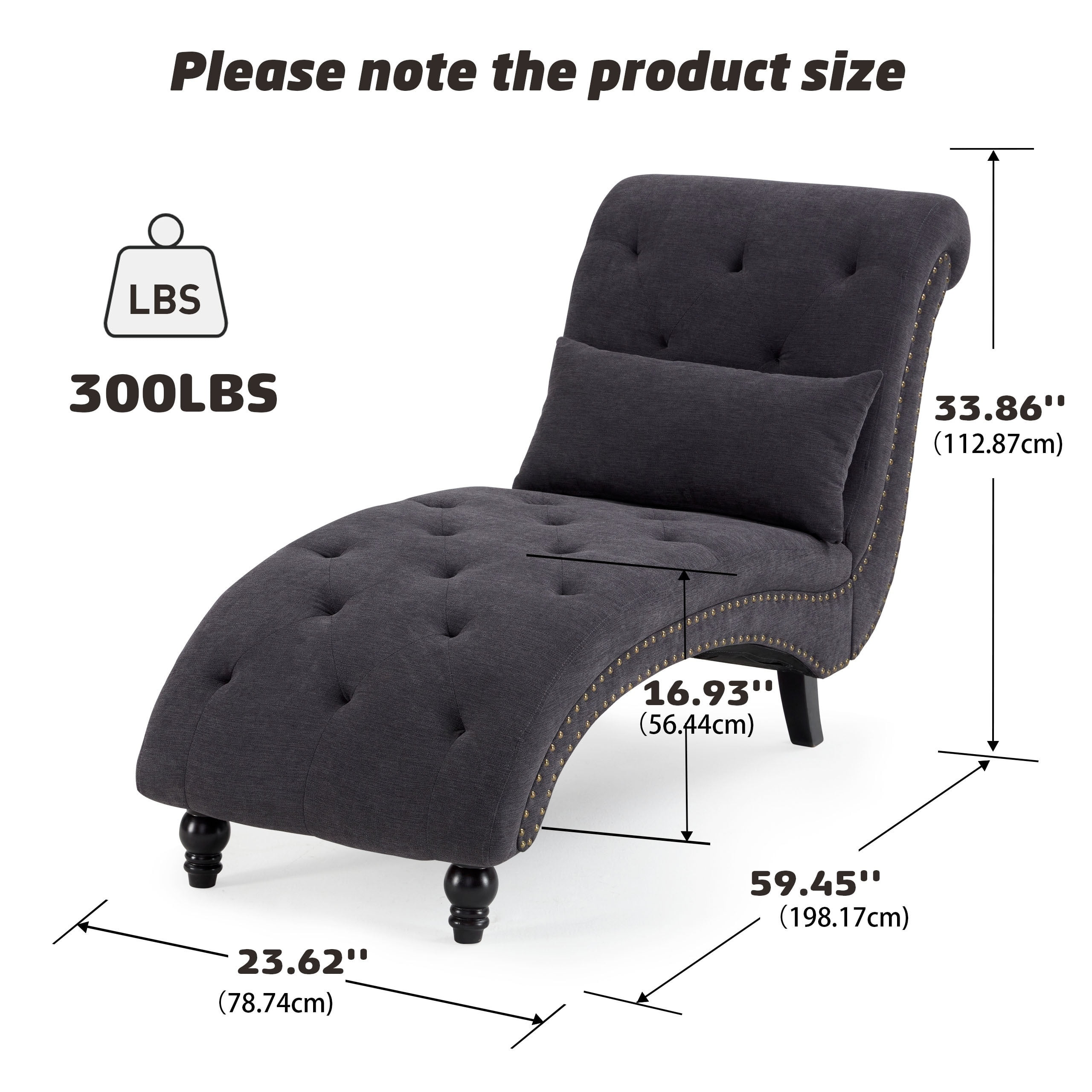Tufted Soft Chaise Lounge - Armless Upholstered Chaise Couch Chair for ...