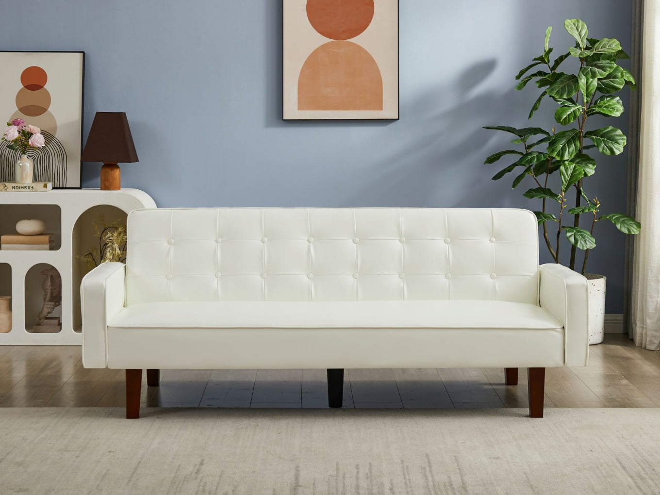 Tufted Split Back Futon Sofa Bed, Convertible Double Folding Sofa Bed ...