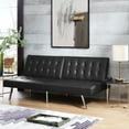 Tufted Split Back Futon Sofa by Naomi Home-Color:Black,Style:Linen ...