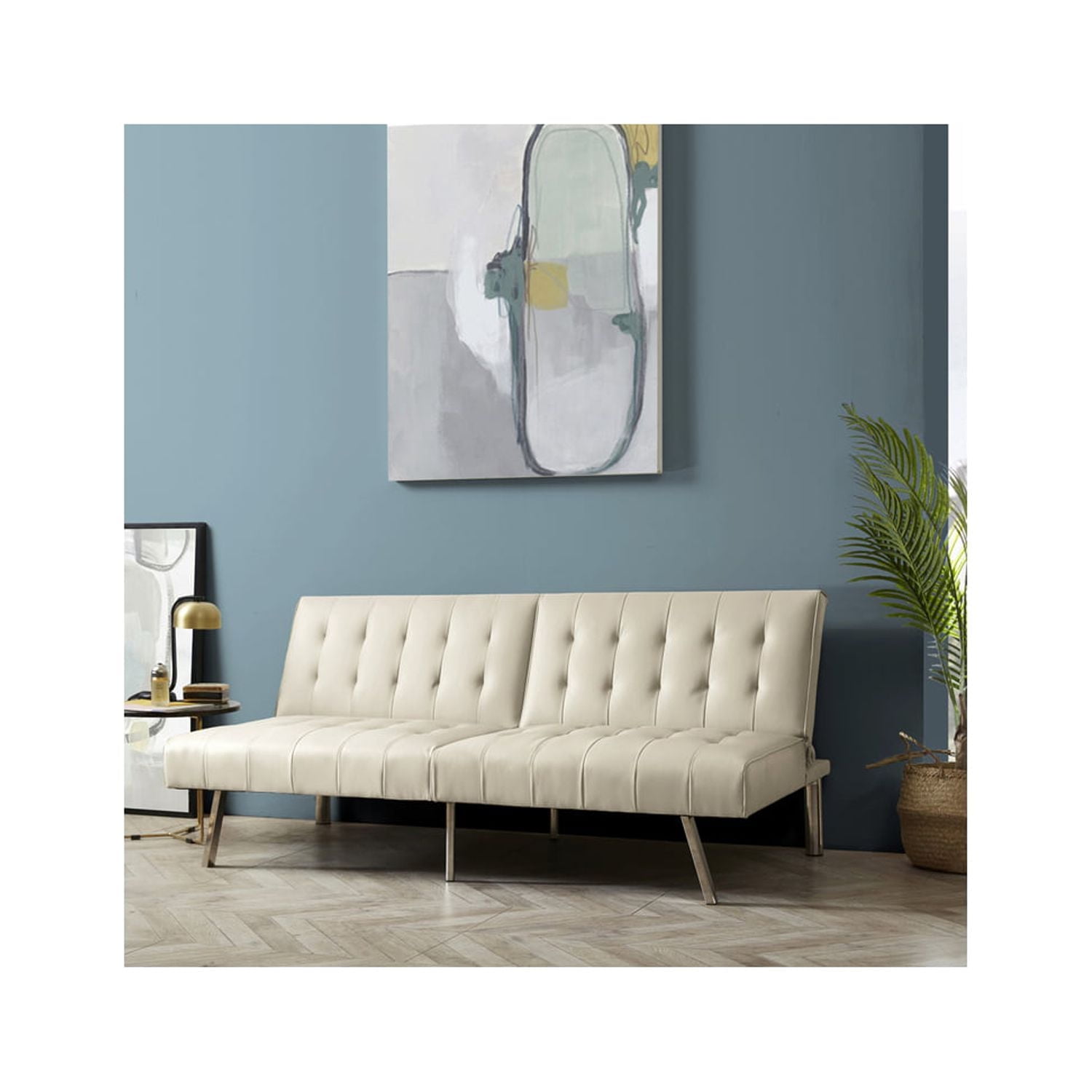 Naomi Home Mid-Century Modern Living Room Couch, Tufted Split Back ...