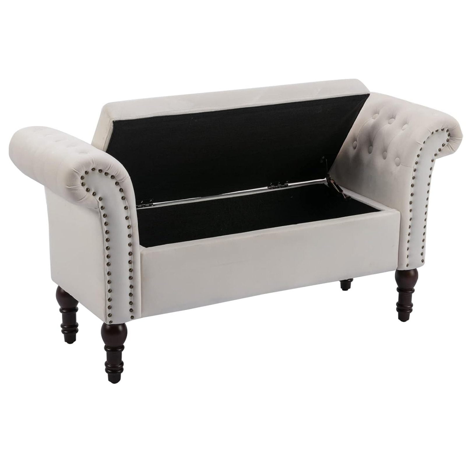 Tufted Storage Bench for Bedroom End of Bed with Arms, Velvet Armed ...