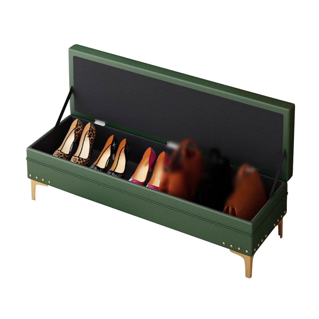Tufted Storage Ottoman Bench,Rectangular Wood Feet Entry Bench,Storage ...