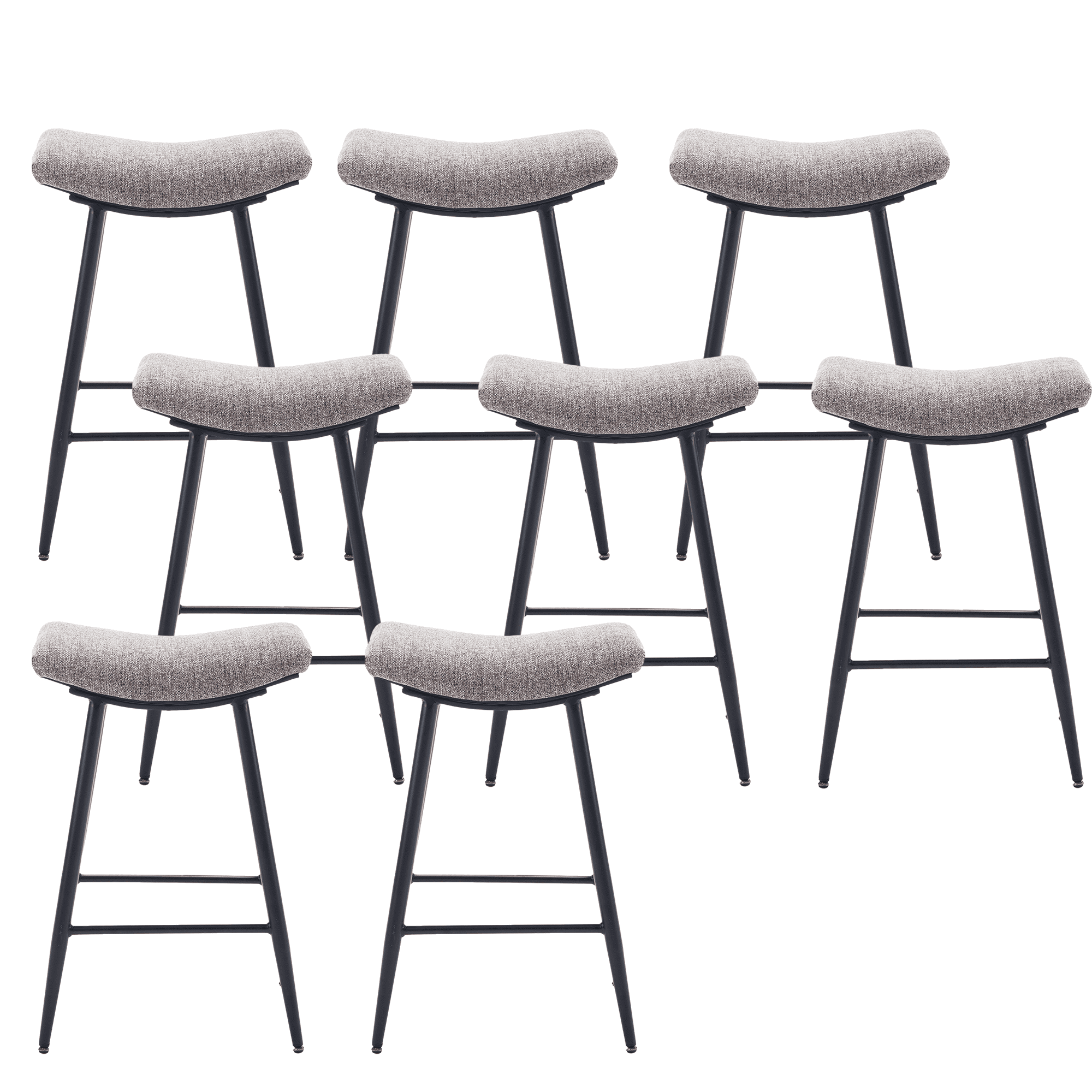 Tufted Upholstered Bar Stools Without Back, Metal Legs, Multifunctional ...