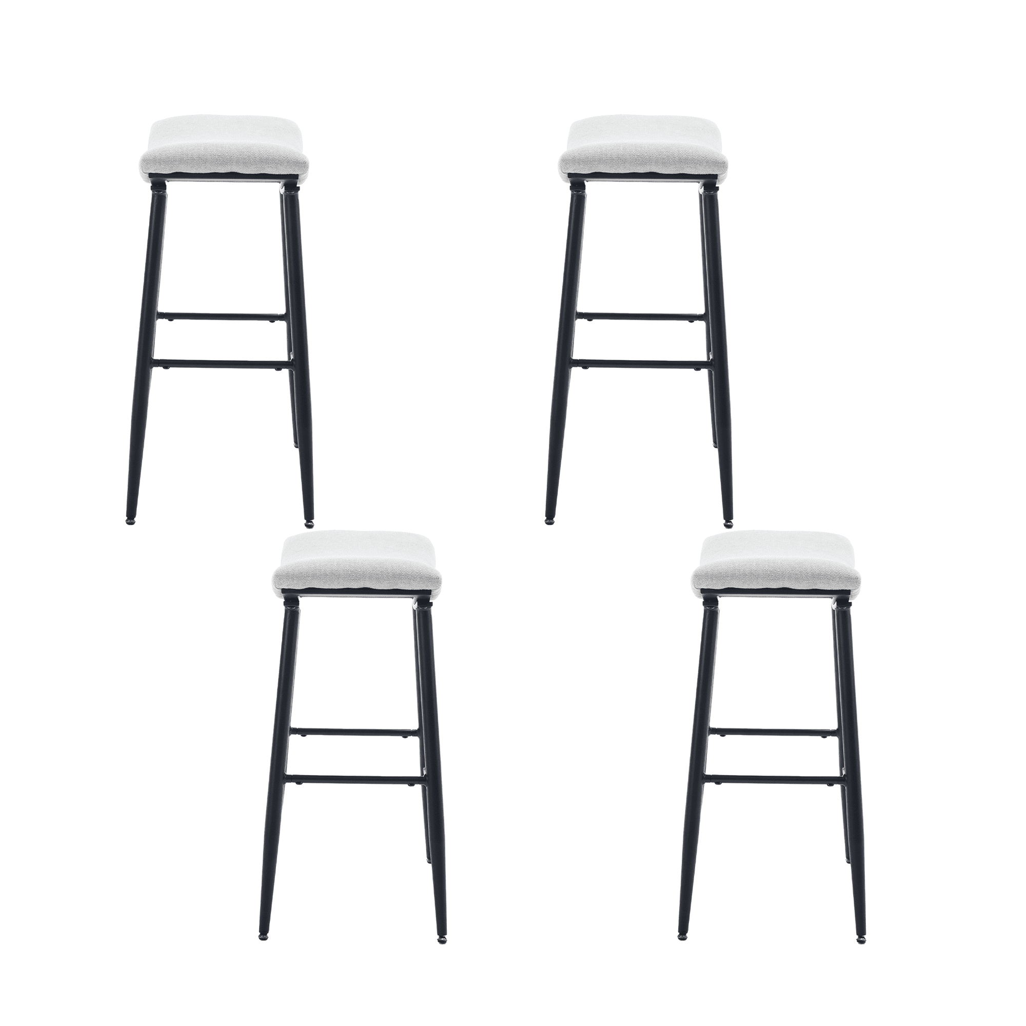 Tufted Upholstered Bar Stools Without Back, Metal Legs, Multifunctional ...
