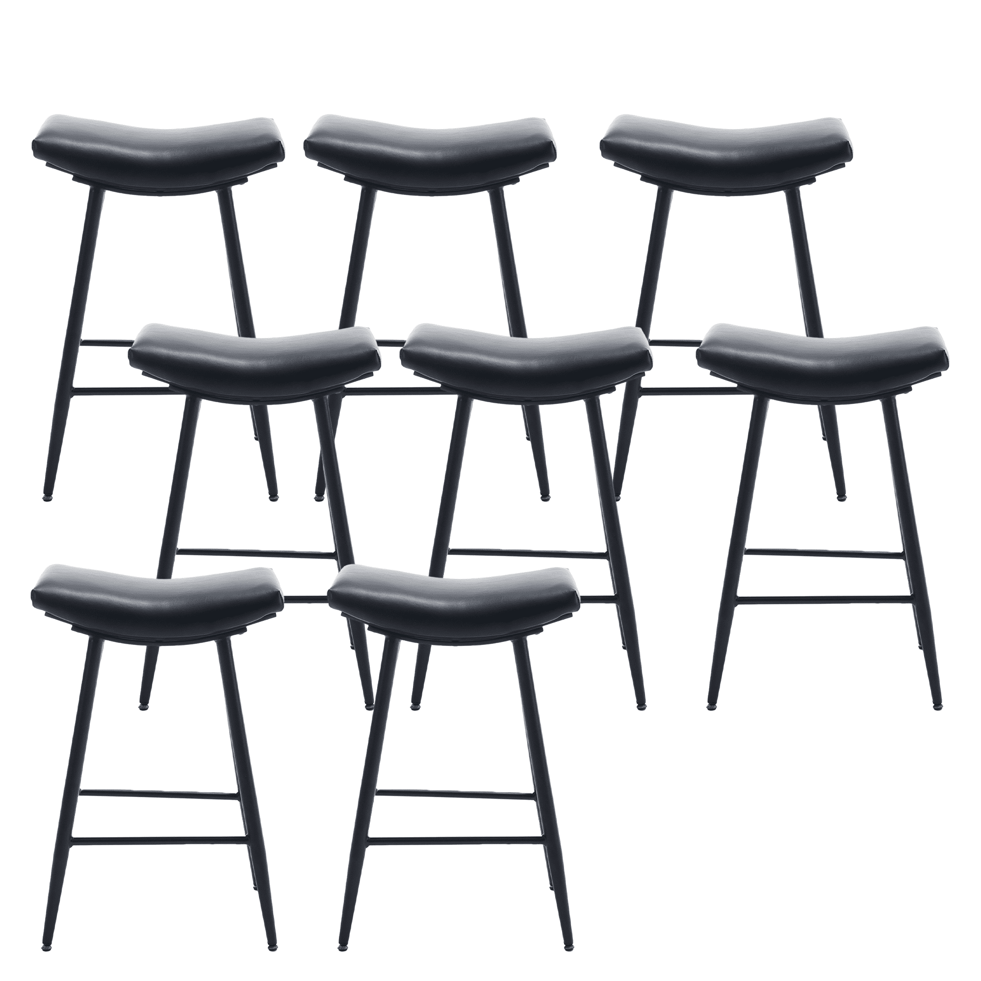 Tufted Upholstered Bar Stools Without Back, Metal Legs, Multifunctional ...