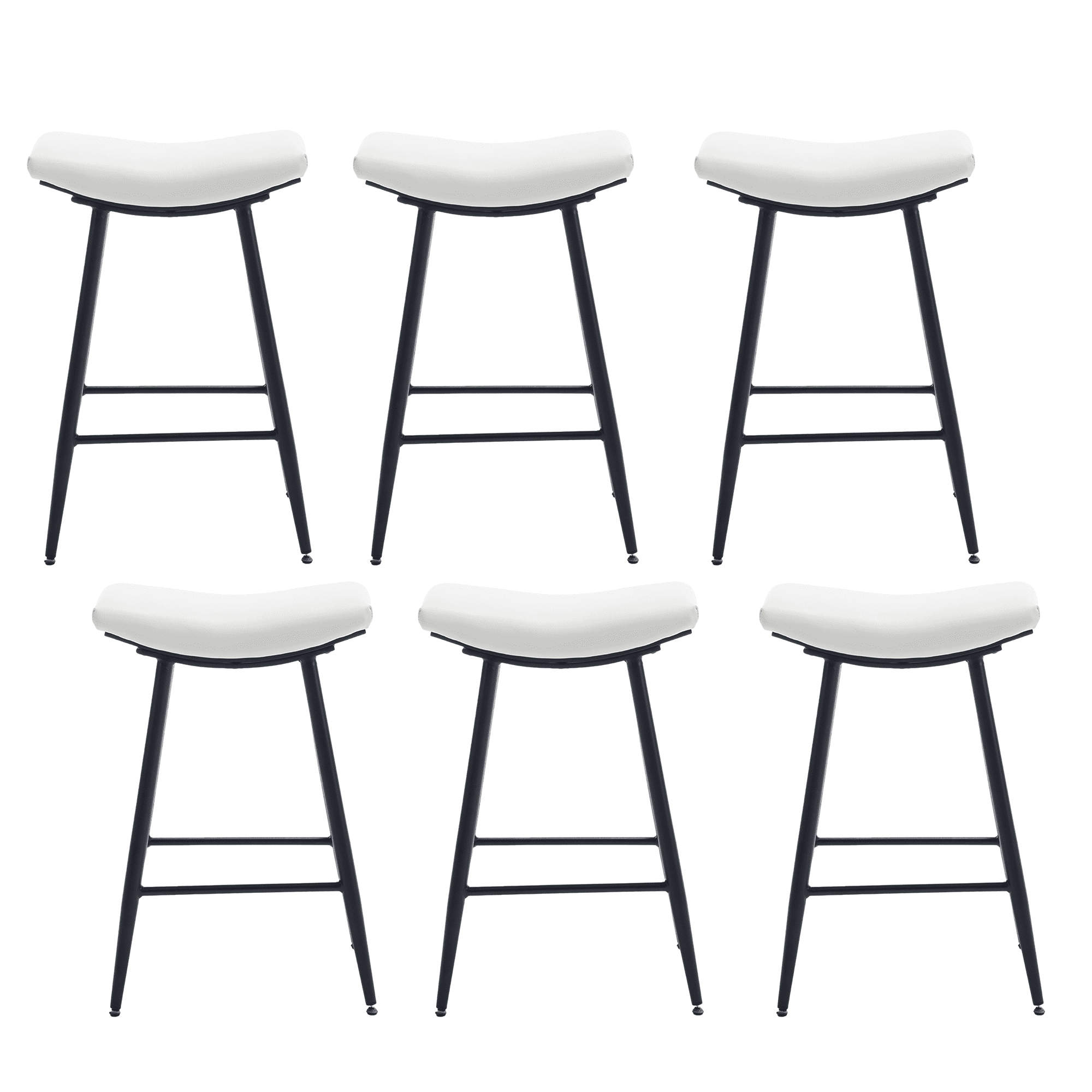 Tufted Upholstered Bar Stools Without Back, Metal Legs, Multifunctional ...