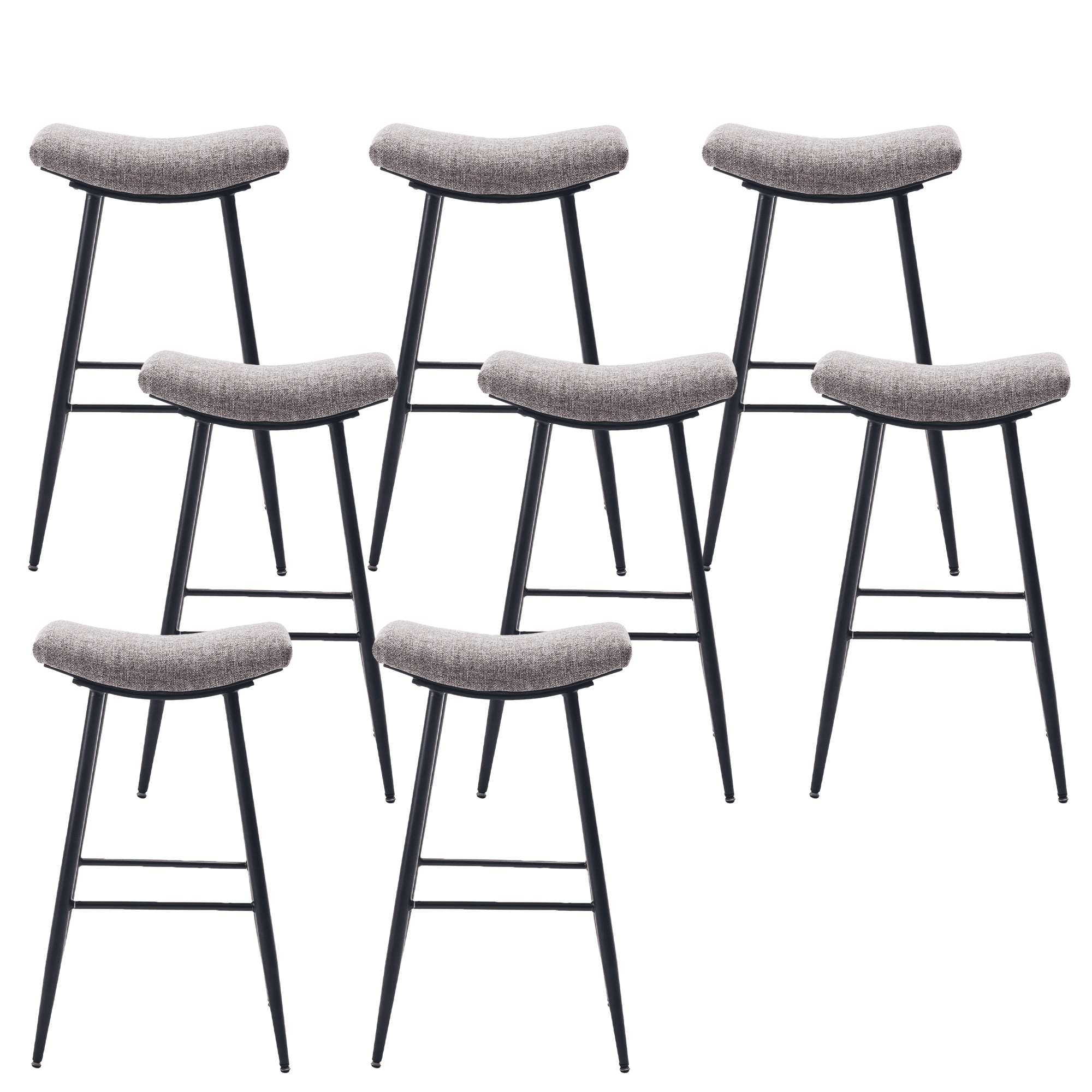 Tufted Upholstered Counter Height Bar Stools Without Back, Metal Legs ...