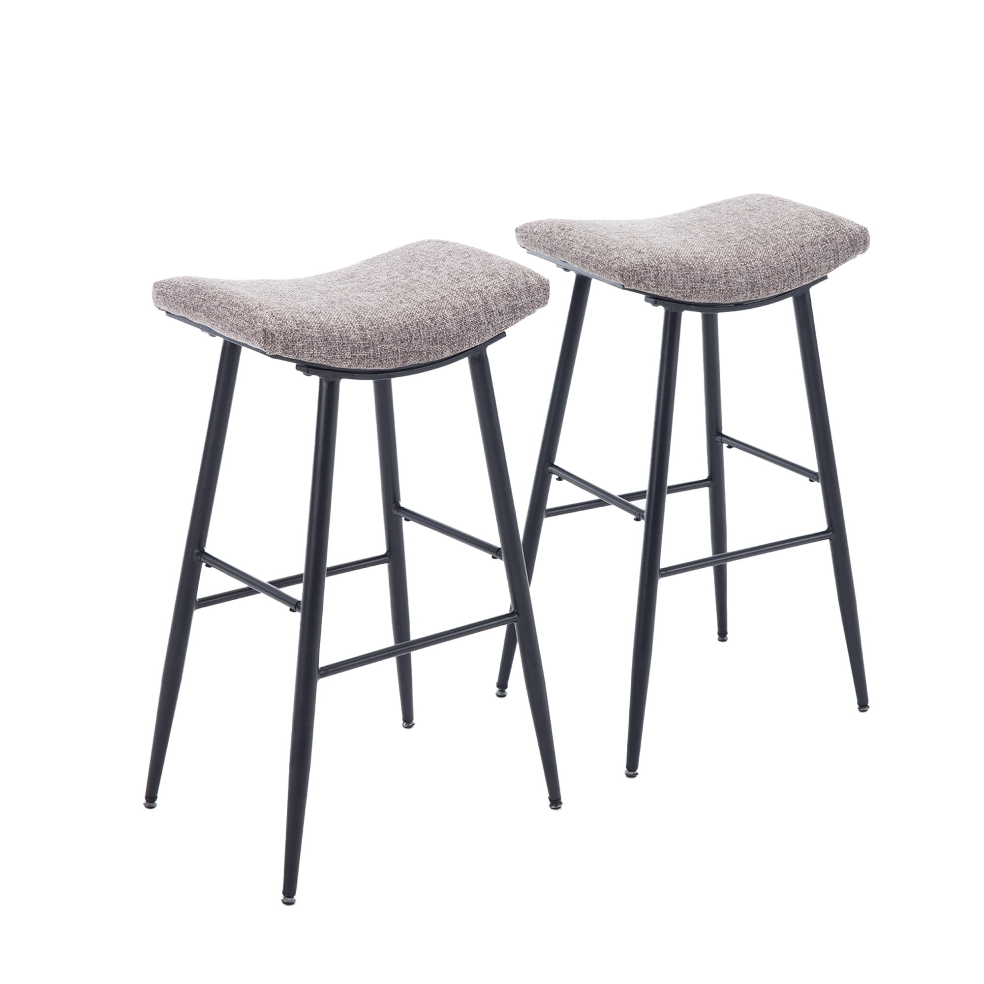Tufted Upholstered Counter Height Bar Stools Without Back, Metal Legs ...