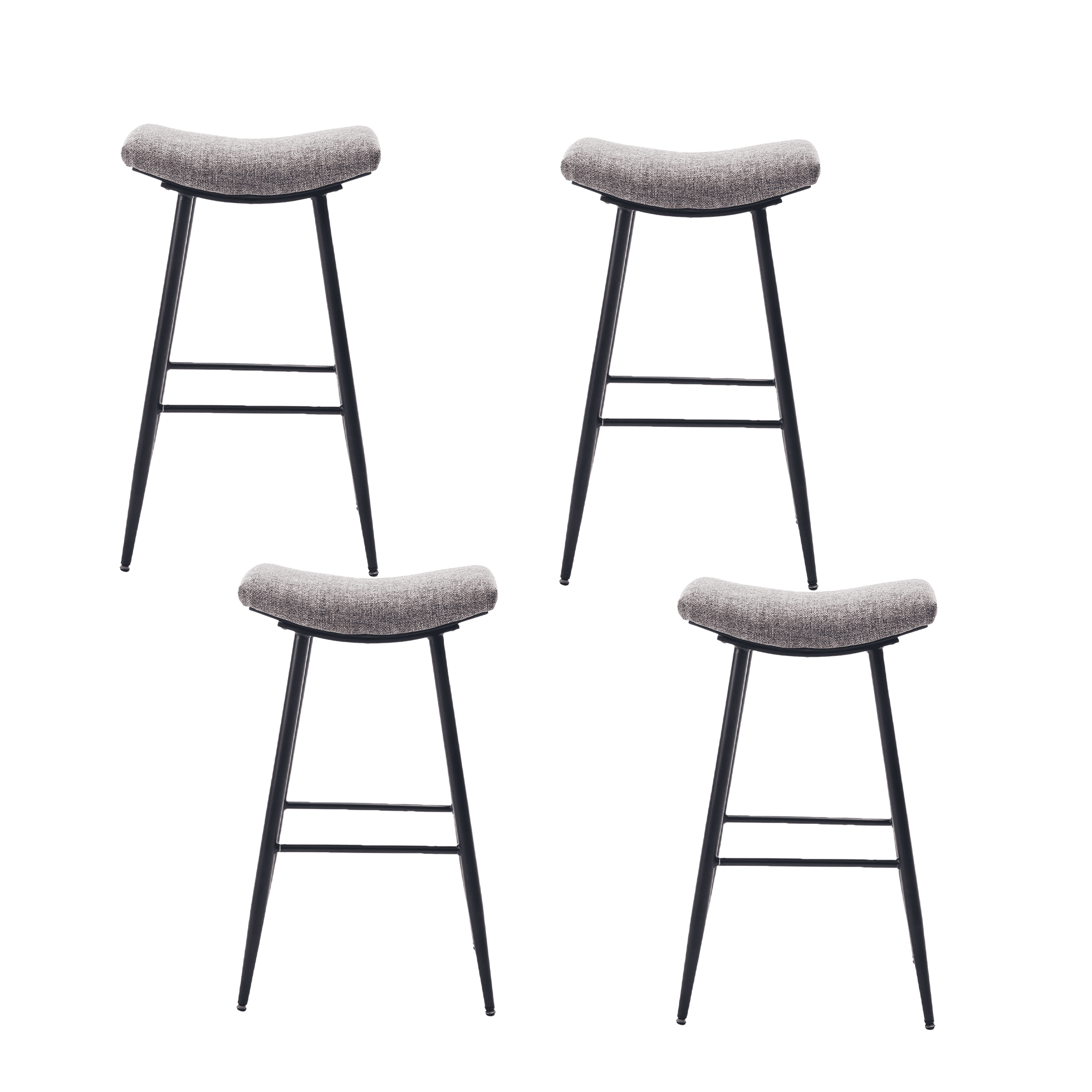 Tufted Upholstered Counter Height Bar Stools Without Back, Metal Legs ...