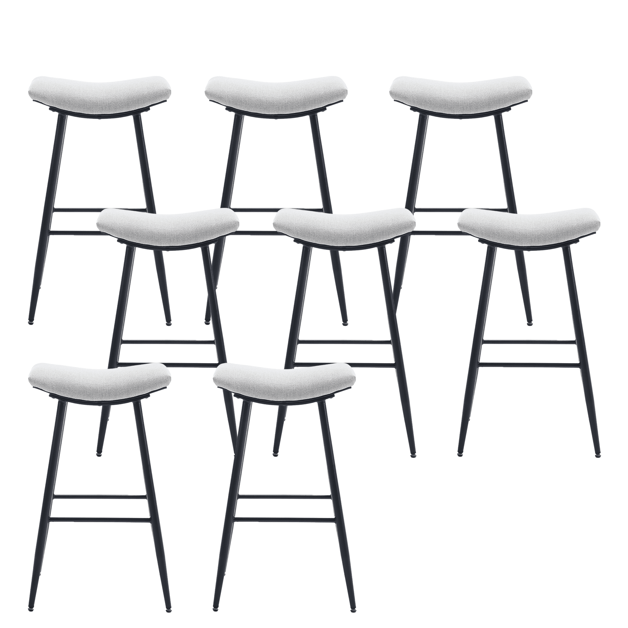 Tufted Upholstered Counter Height Bar Stools Without Back, Metal Legs ...