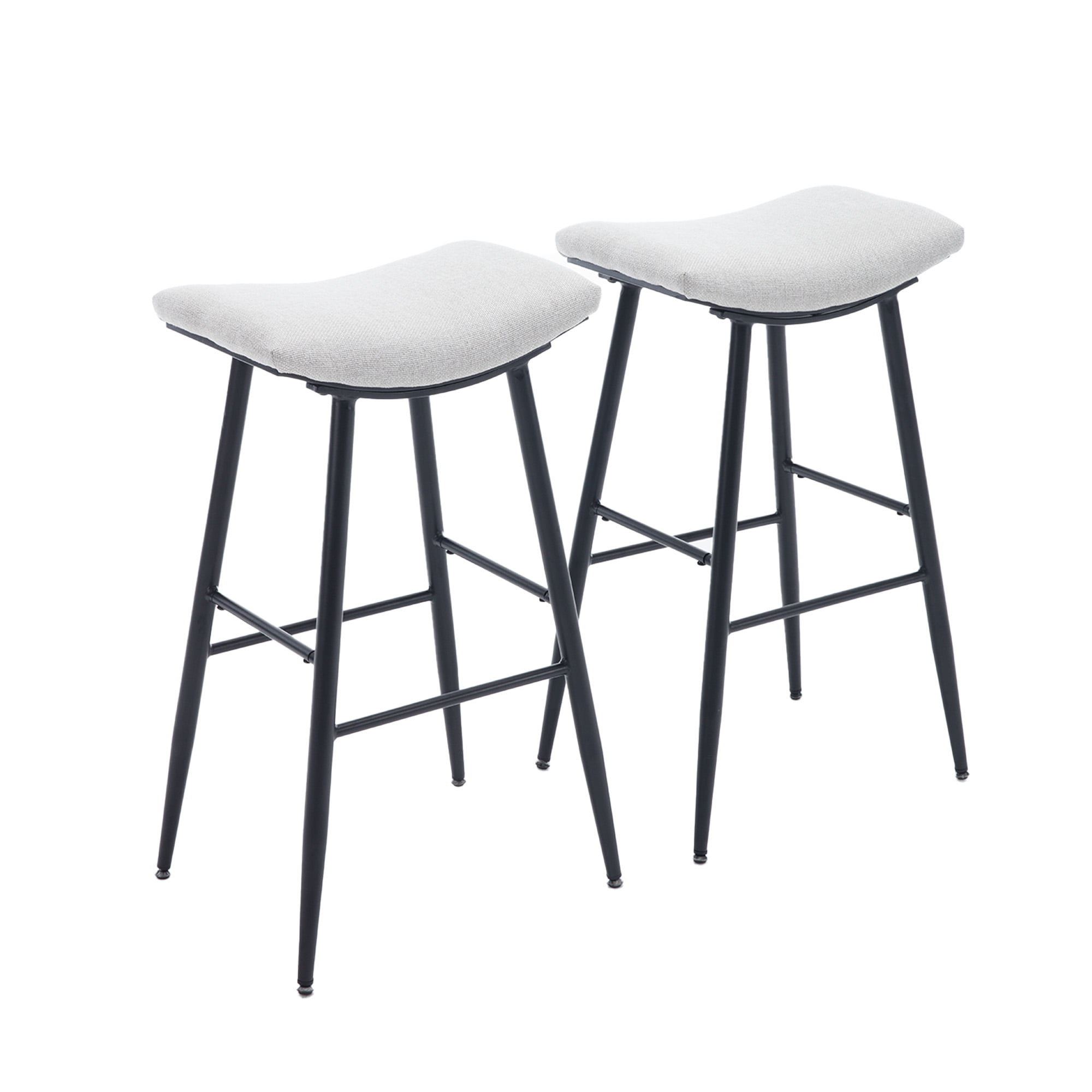 Tufted Upholstered Counter Height Bar Stools Without Back, Metal Legs ...