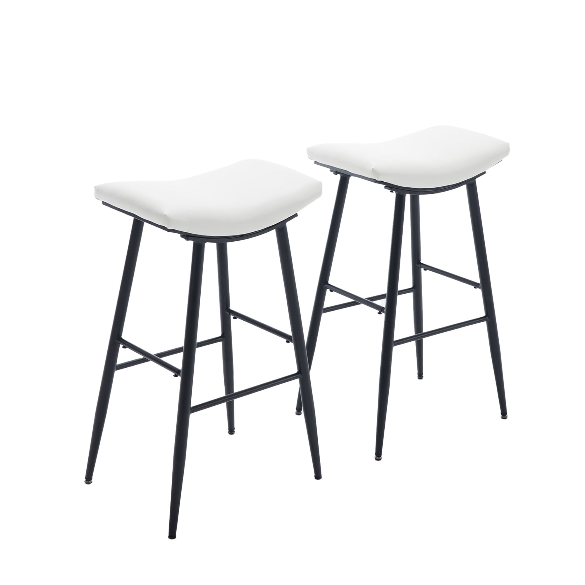 Tufted Upholstered Counter Height Bar Stools Without Back, Metal Legs ...