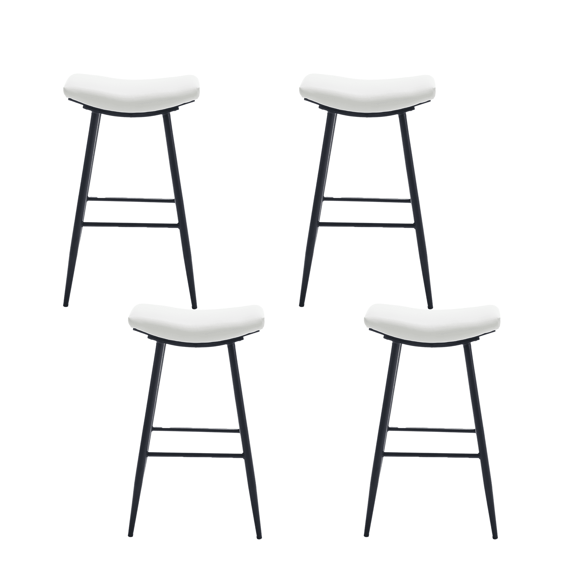 Tufted Upholstered Counter Height Bar Stools Without Back, Metal Legs ...